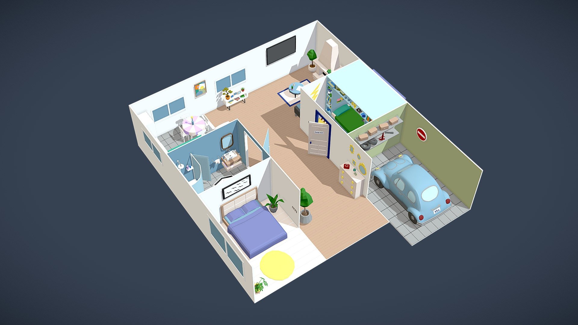 Low Poly Apartment n7 - 3D model by Mnostva [0579625] - Sketchfab