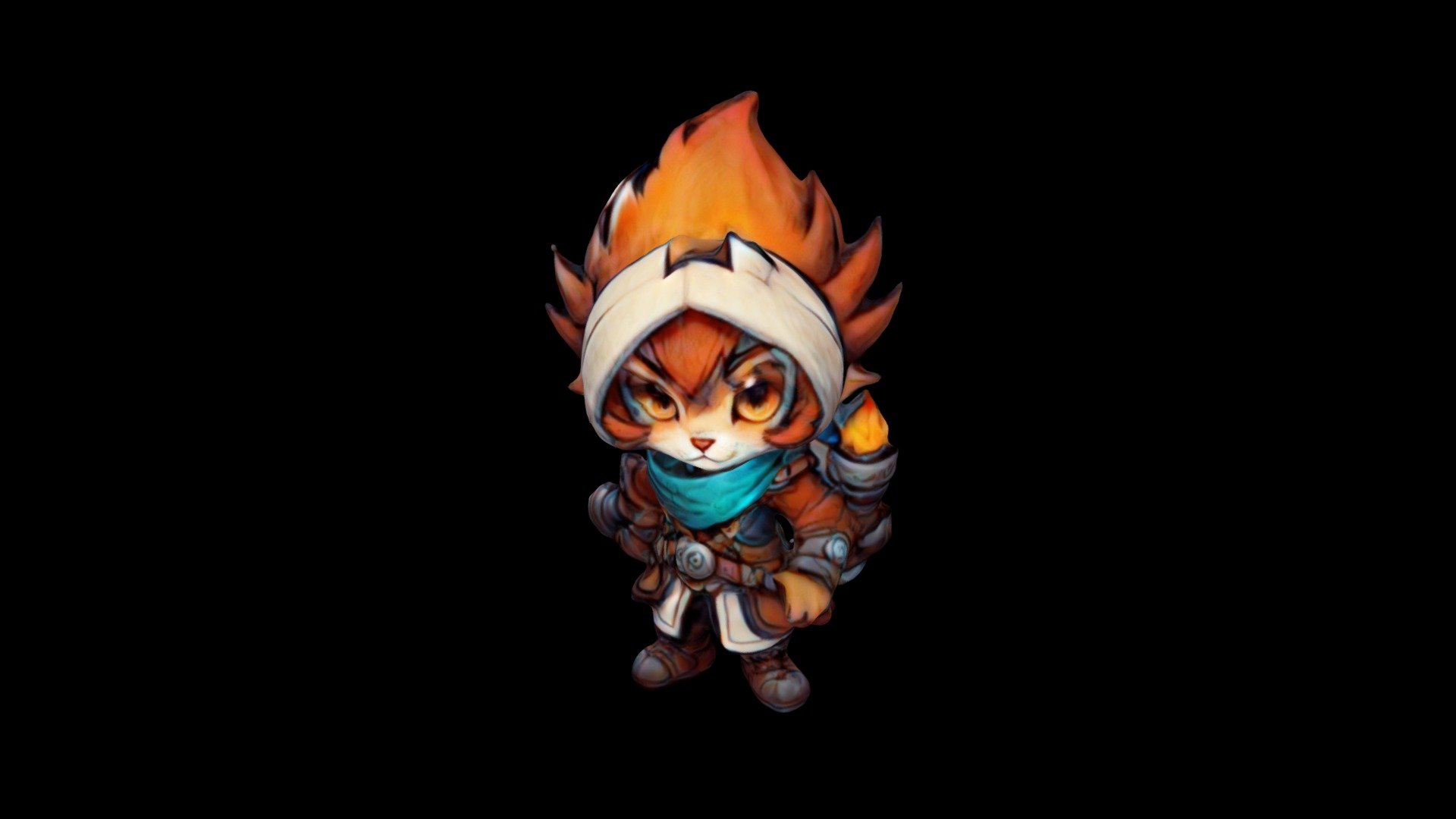 a cat dressed as a fire mage from the video game - Download Free 3D ...