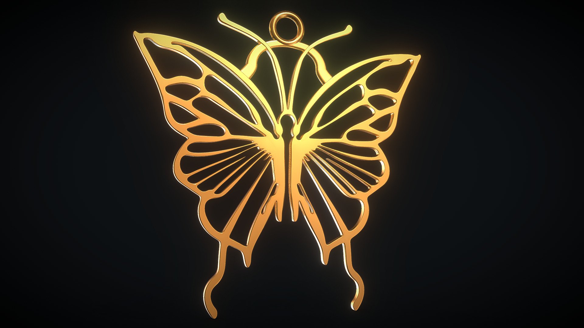 Butterfly Stylized Pendant Amulet Design - Buy Royalty Free 3D model by ...