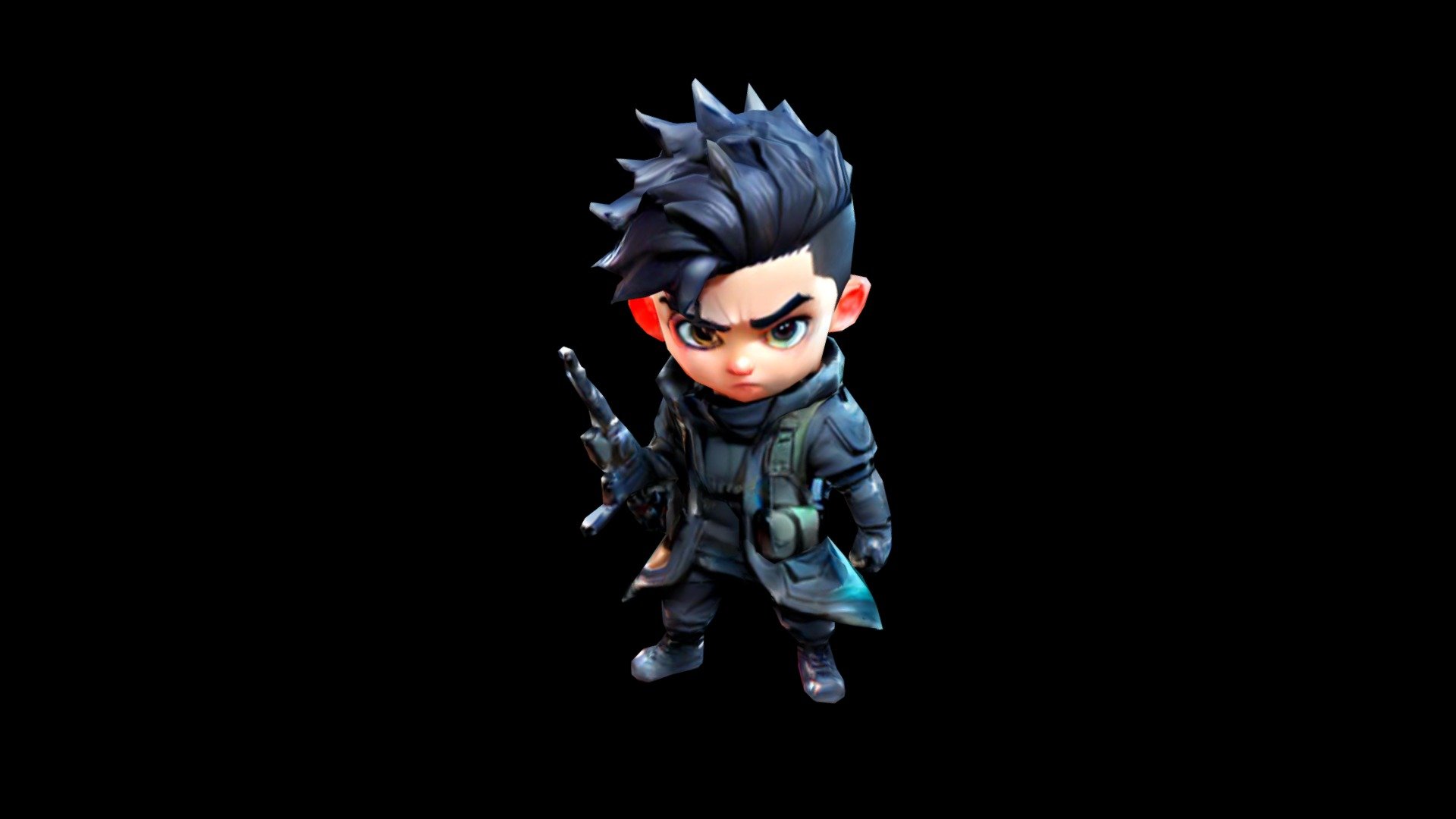 "Action-Packed Anime Style Boy with Guns and Bat - Download Free 3D ...