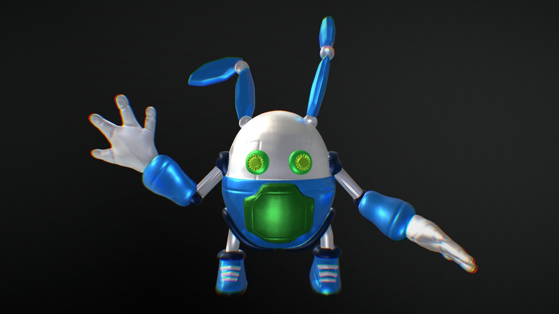 Egg Robot with a bunny-like ear Low Poly Rigged - Download Free 3D ...