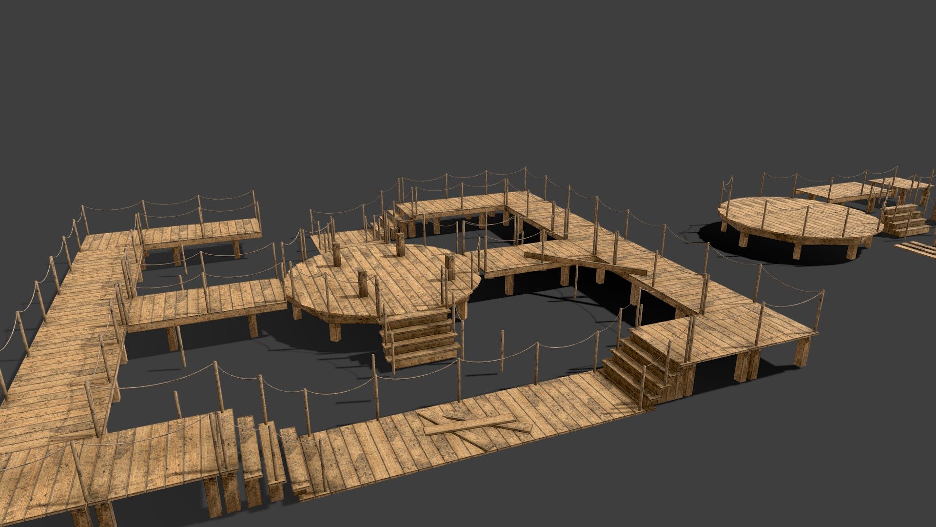 Wooden walkway damage modular | 13 unique assets - Buy Royalty Free 3D ...