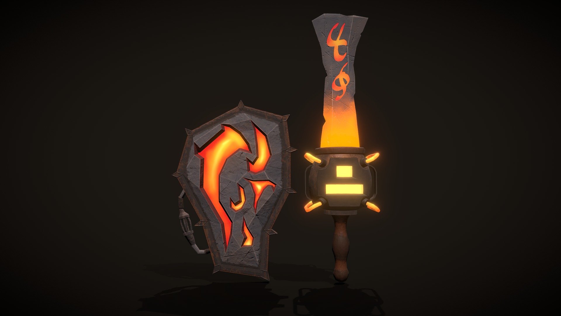 Forged Sword and Magma Shield - 3D model by Riley_Hamblyn [05f0f06 ...