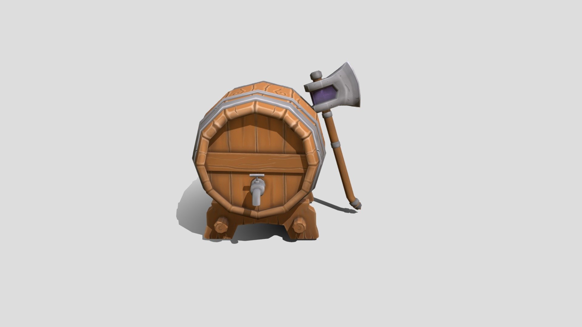 [Low Poly] Middle ages - Oak Barrels & Axes - 3D model by Jeong Soo ...