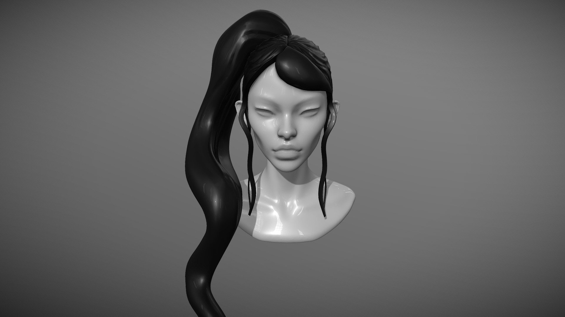 Hairstyle / Pony tail / stylized long hair - Buy Royalty Free 3D model ...
