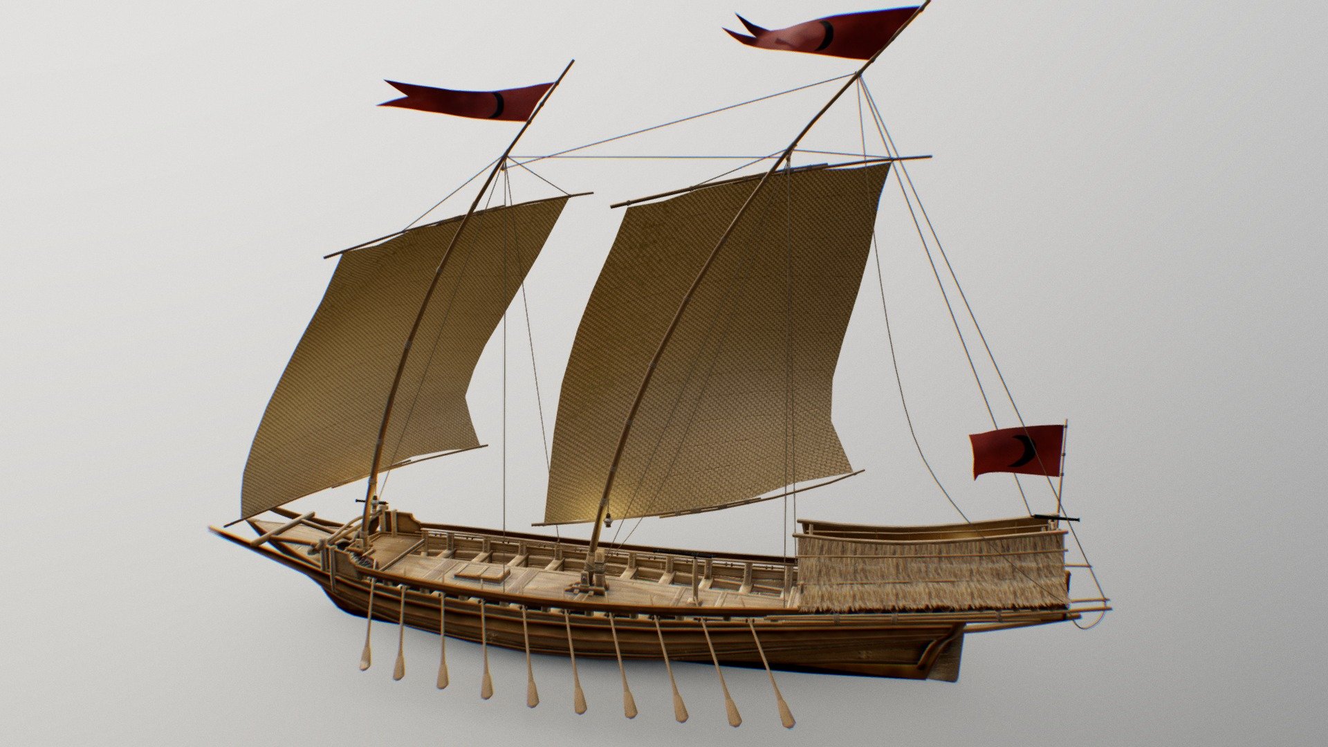 Penjajap Ship (Warships Of Malacca 15th Century) - 3D model by Deni ...