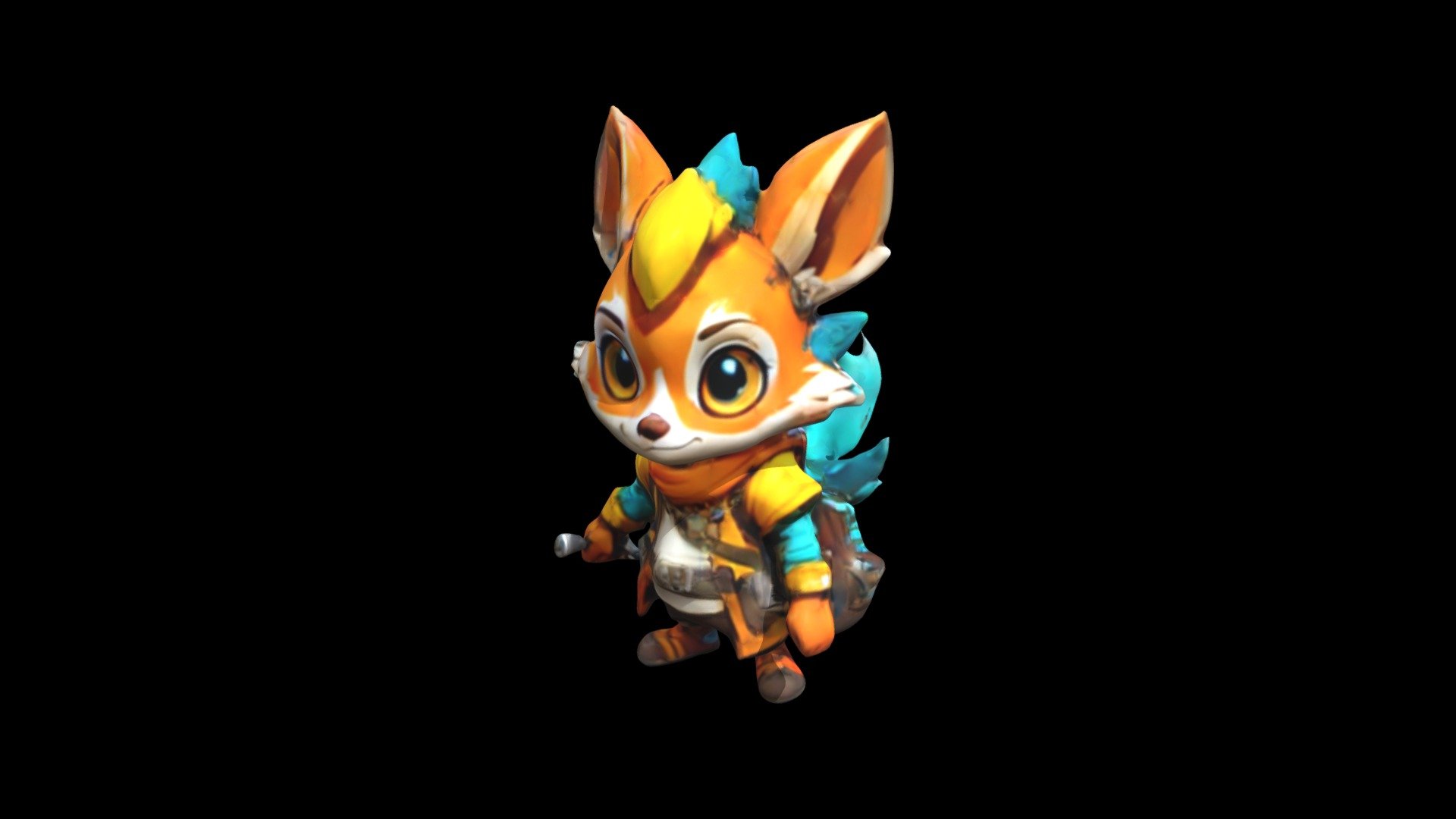 a cartoon fox with a backpack and a scarf on - Download Free 3D model ...