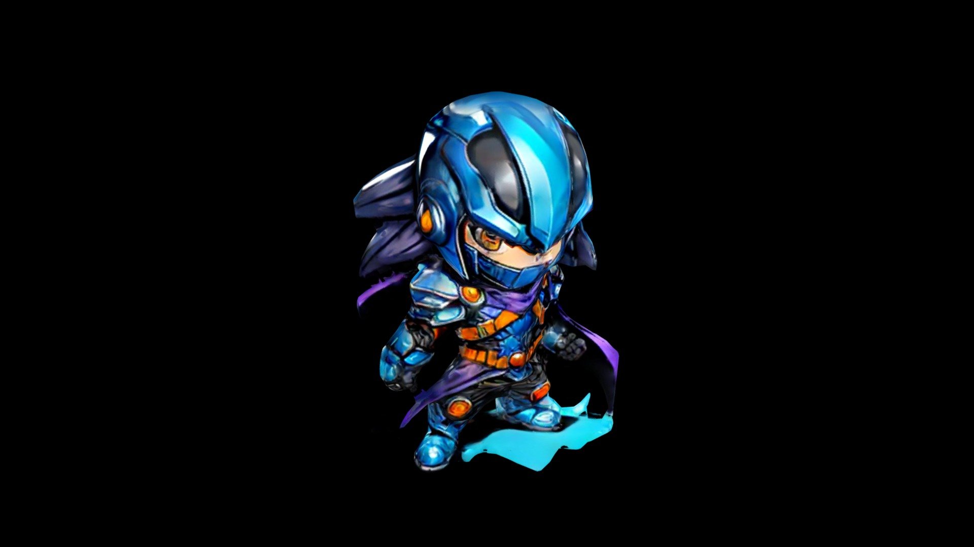 An image of a chibi style character in a blue ar - Download Free 3D ...