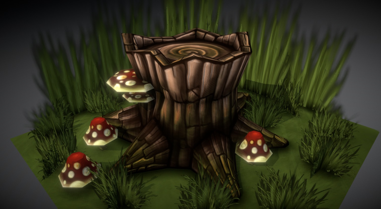 Hand Painted Tree Stump Scene - 3D model by Gran (@lividgrain) [060b912 ...