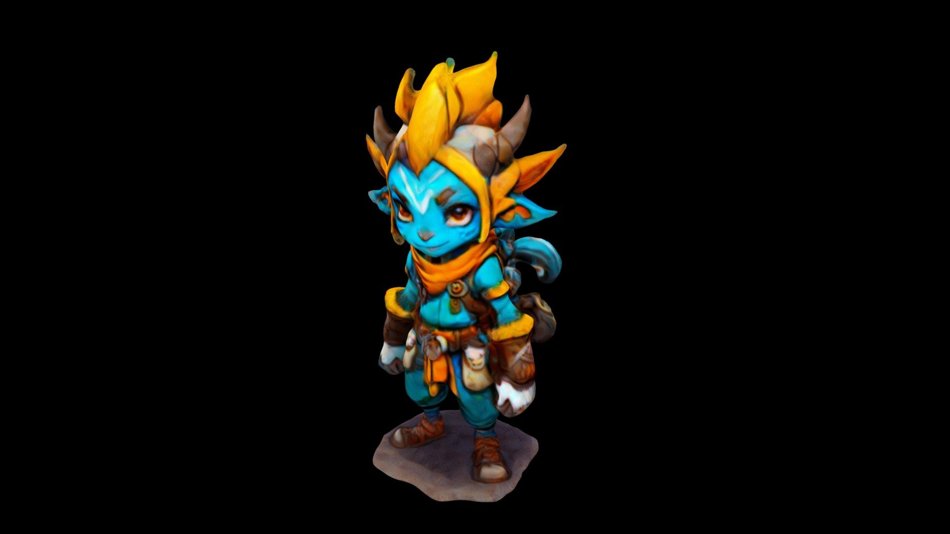 a blue creature dressed as a warrior it has yell - Download Free 3D ...