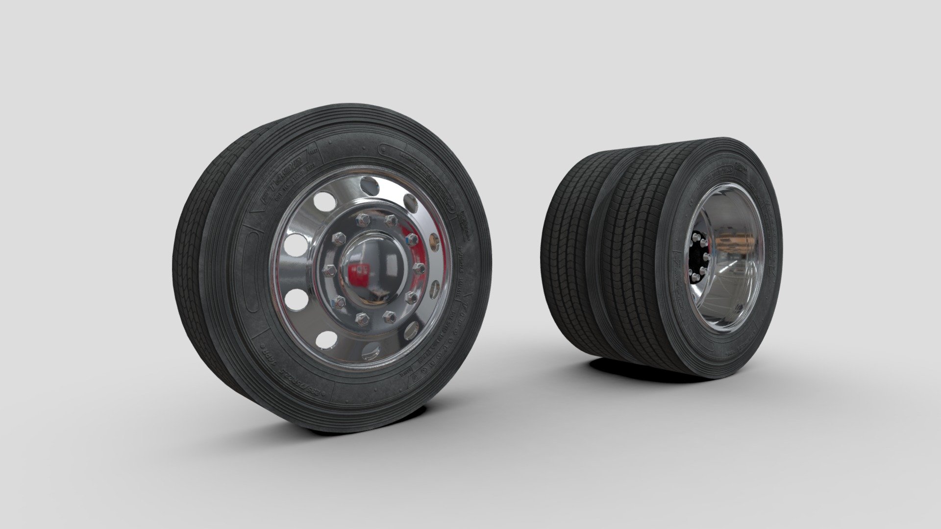 Truck Wheel - Alcoa Rim and Firestone FT492 Tire - 3D model by ...