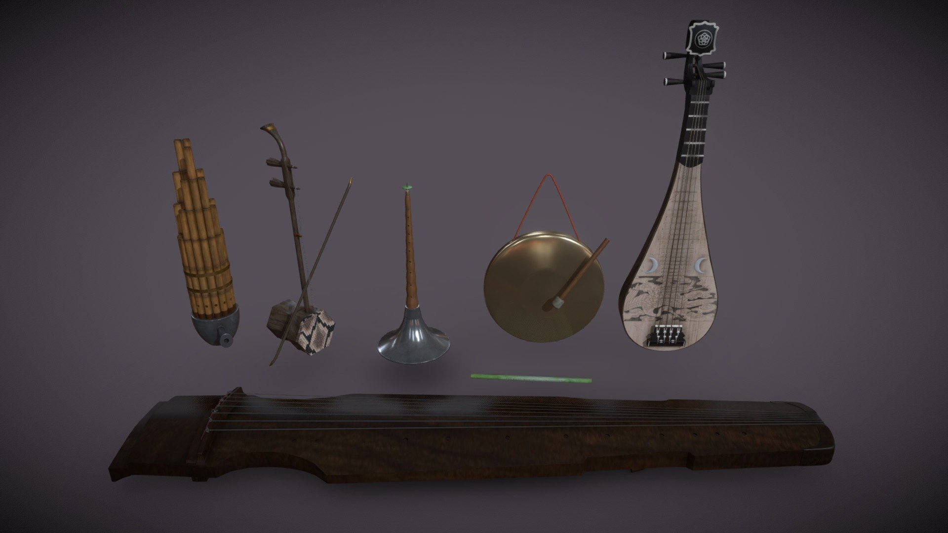 A group of exquisite traditional Chinese musical - Buy Royalty Free 3D ...