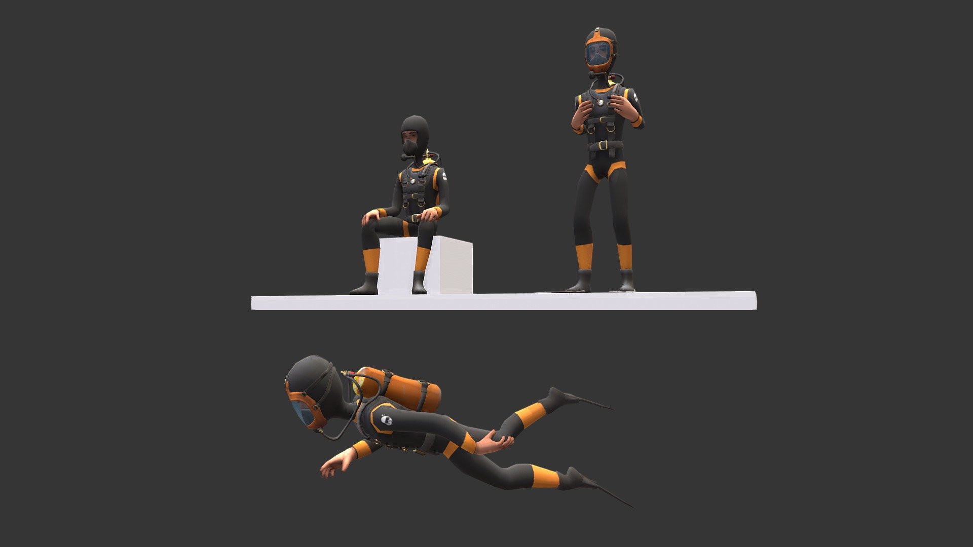Character Diver Lowpoly rigged - Buy Royalty Free 3D model by mahrcheen ...