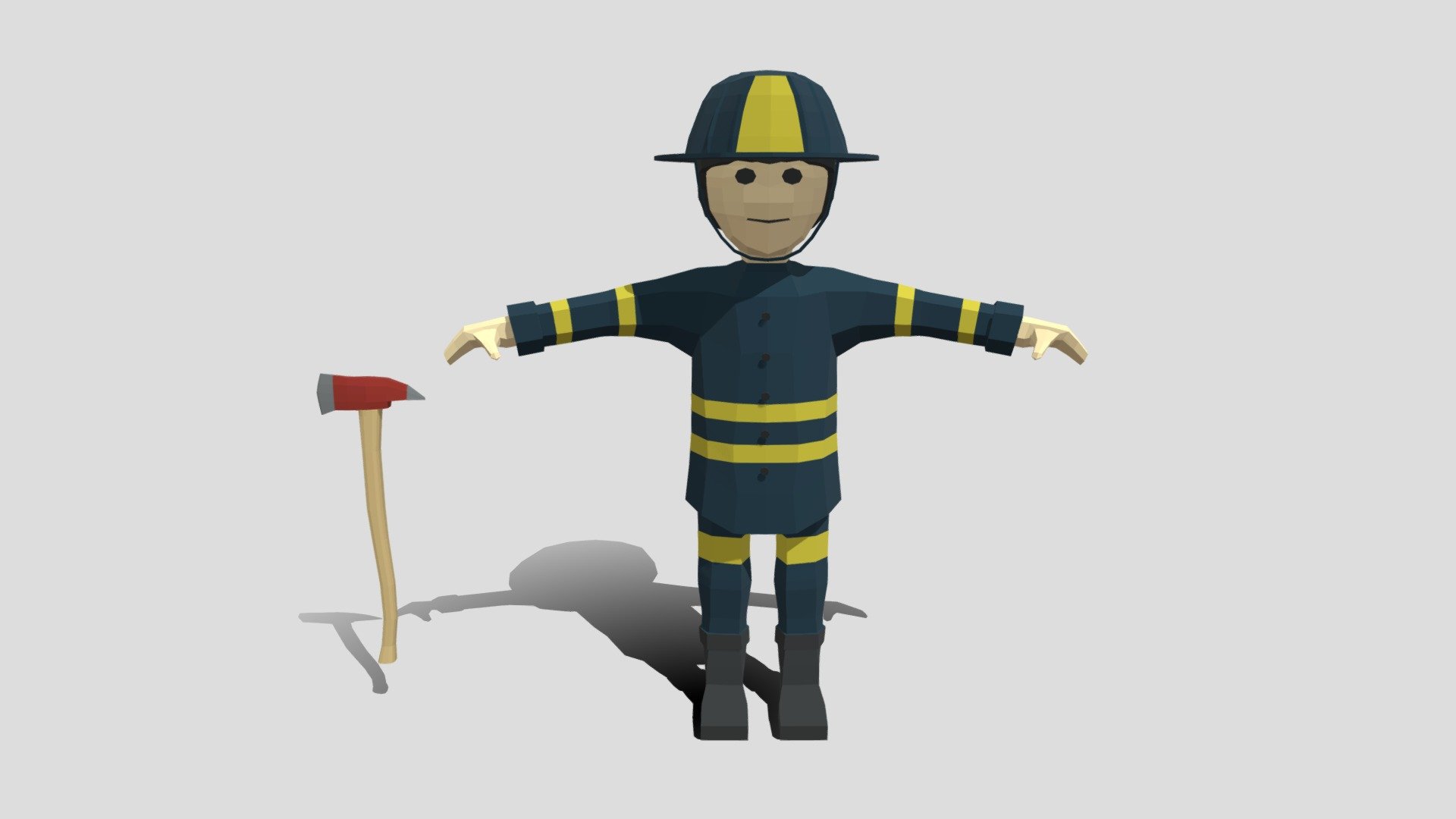 Low Poly Cartoon Firefighter - Buy Royalty Free 3D model by chroma3d ...