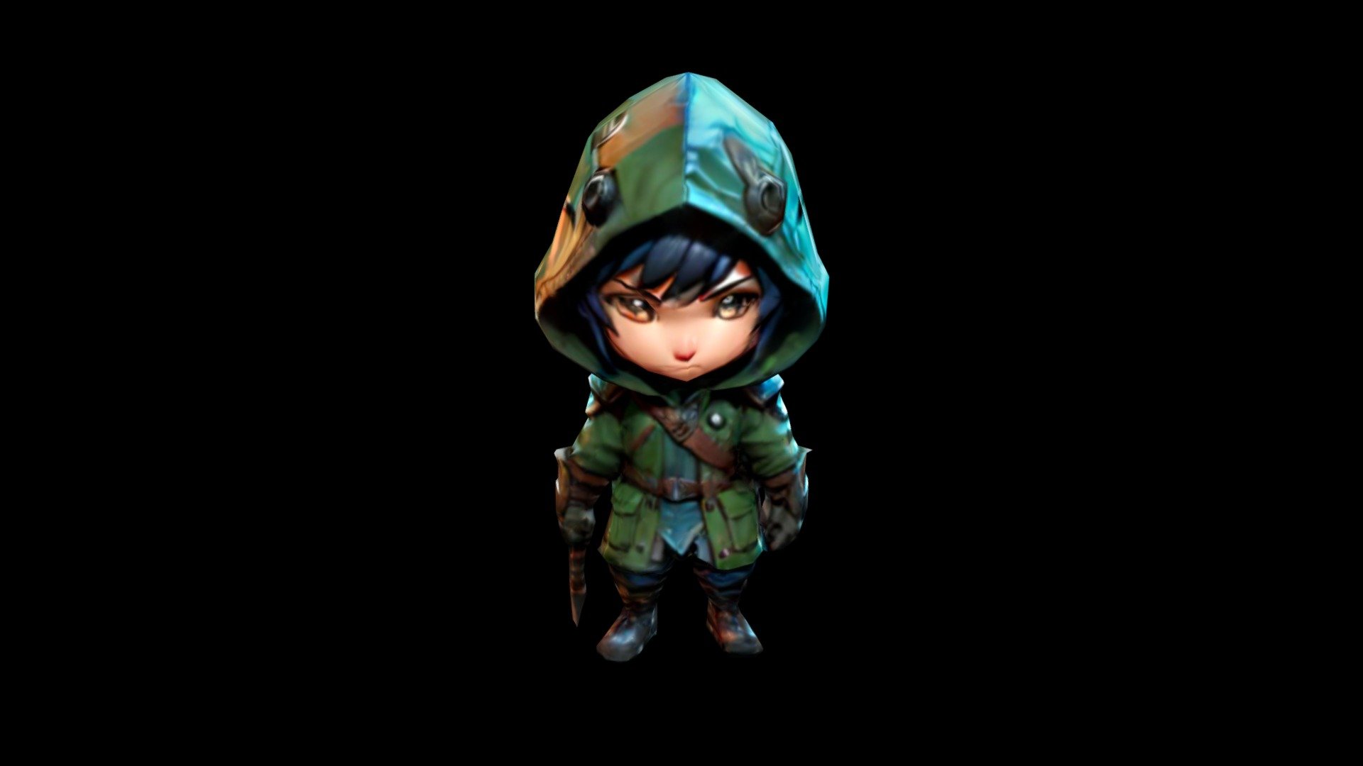 Anime-style illustration of a character with gre - Download Free 3D ...