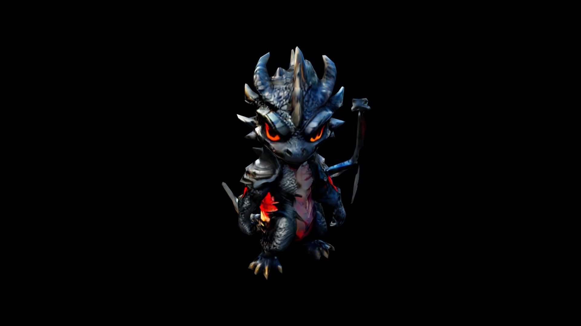 A dragon with red eyes, black horns, and red acc - Download Free 3D ...