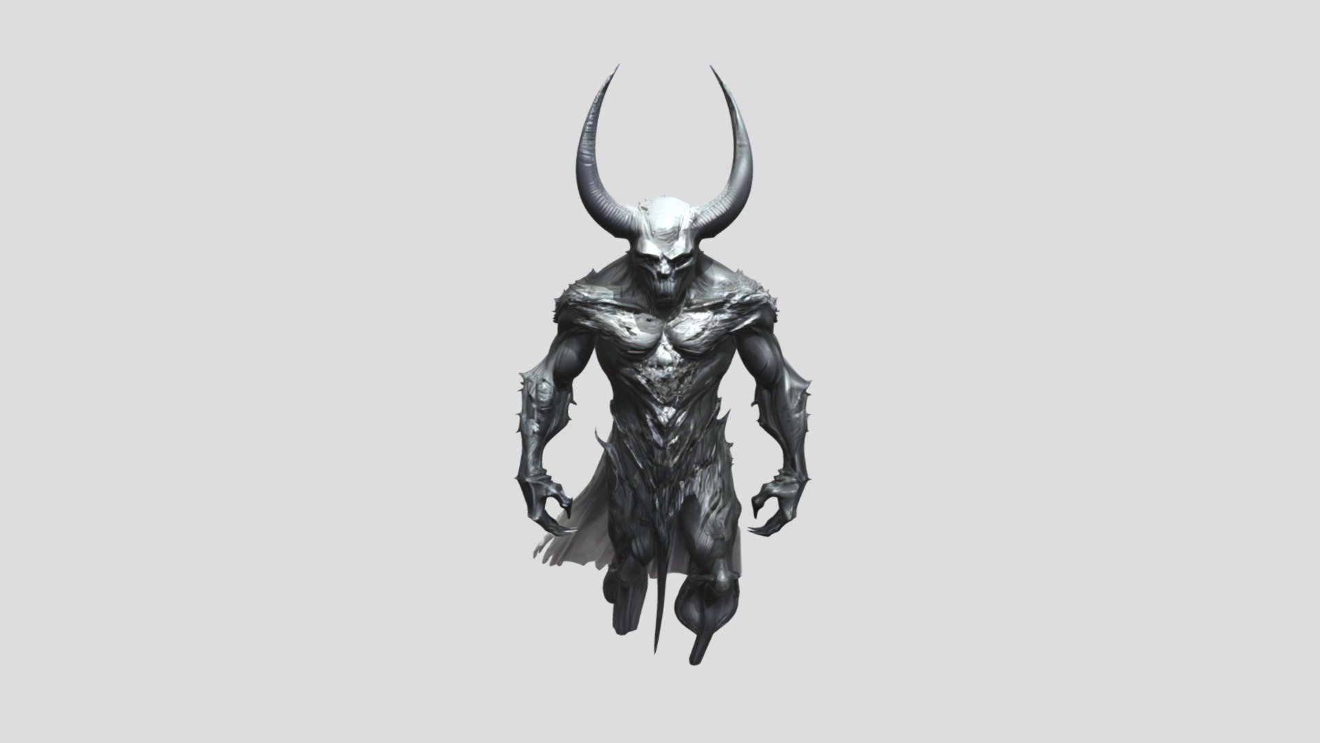 Demonic humanoid with horns and skeletal featur - 3D model by tot3535 ...