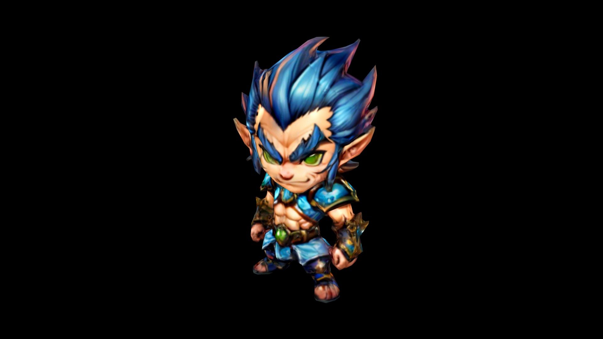 "Character Illustration A Blue-Haired, Muscular - Download Free 3D ...