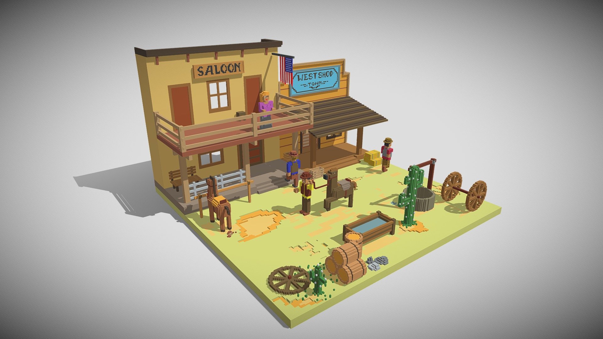 Cowboy town voxel - Buy Royalty Free 3D model by Naudaff3D [06c9039 ...