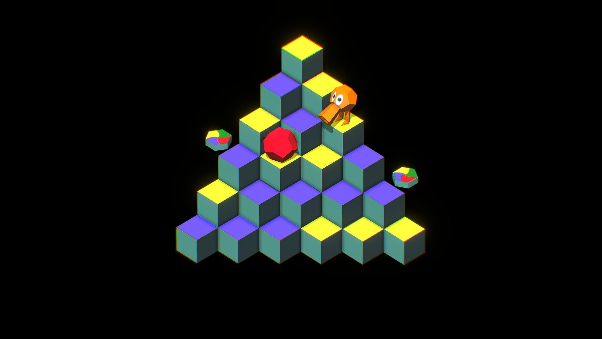 Q*bert Low Poly - Download Free 3D model by rtql8d [06d4176] - Sketchfab