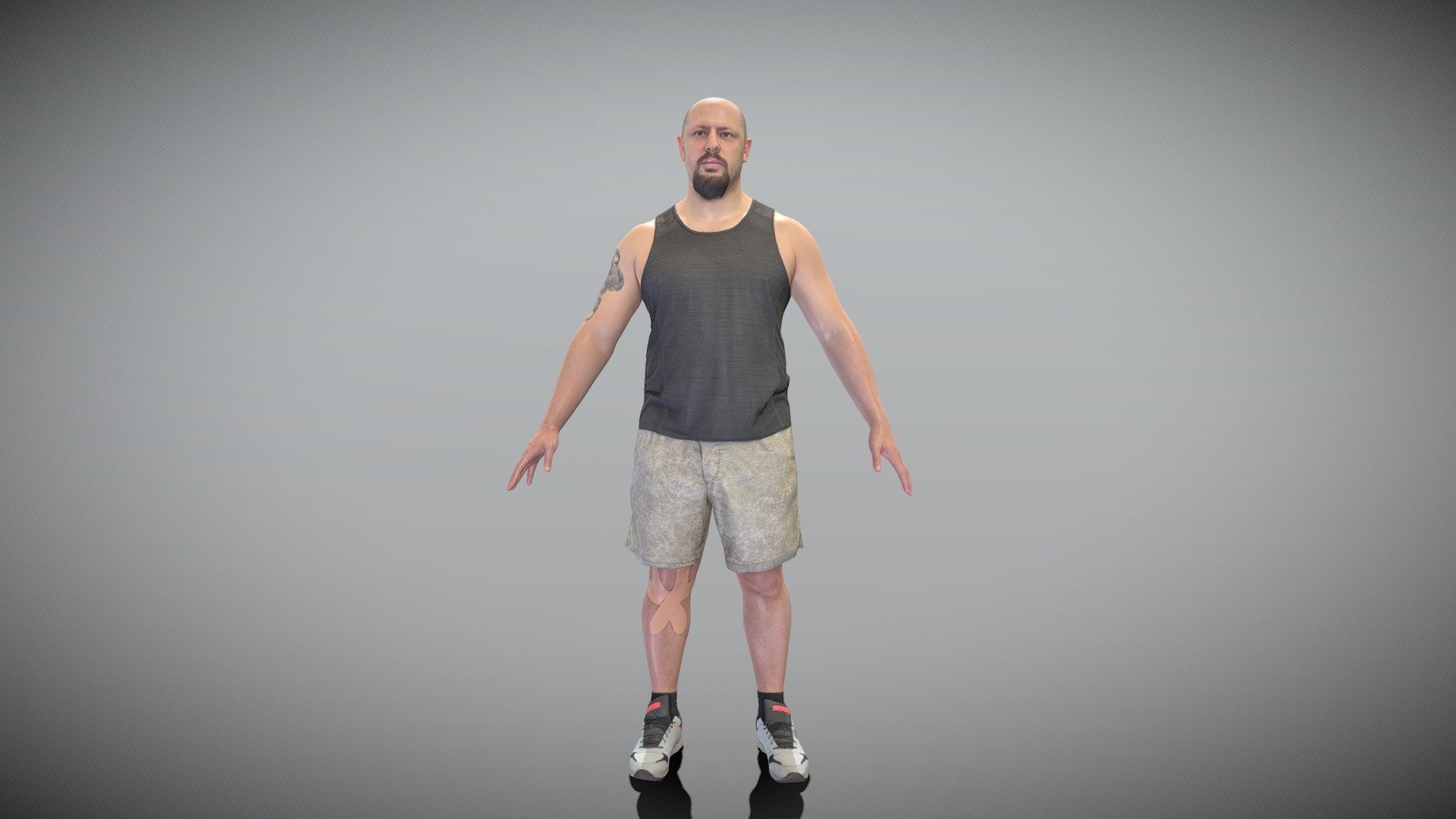 Athletic bald man in A-pose 381 - Buy Royalty Free 3D model by ...
