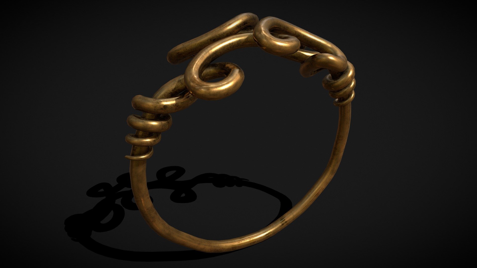 Twisted Wire Looping Gold Ring - Buy Royalty Free 3D model by ...