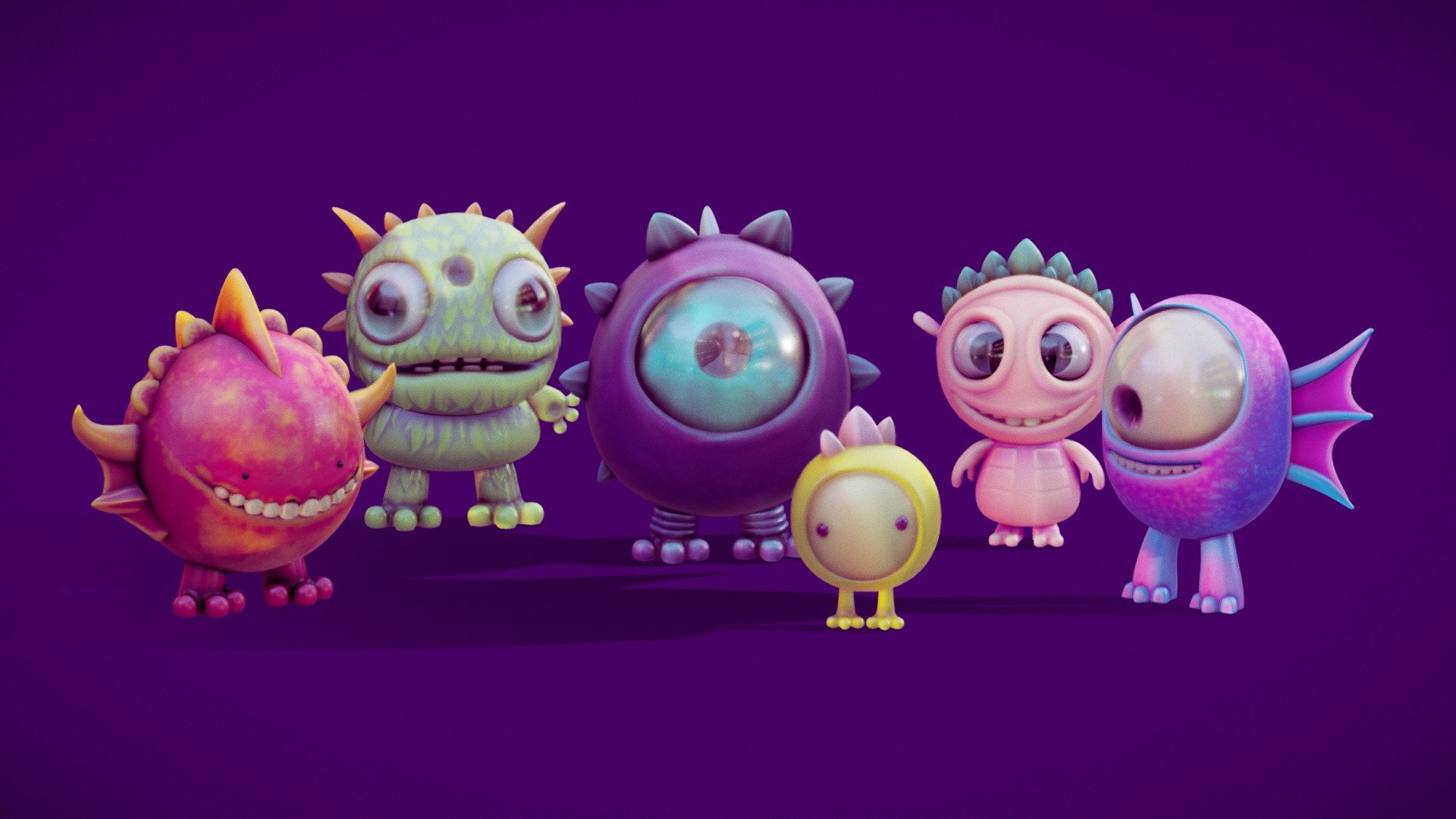 Collection of cute monsters - 3D model by msanjurj [06ec8db] - Sketchfab