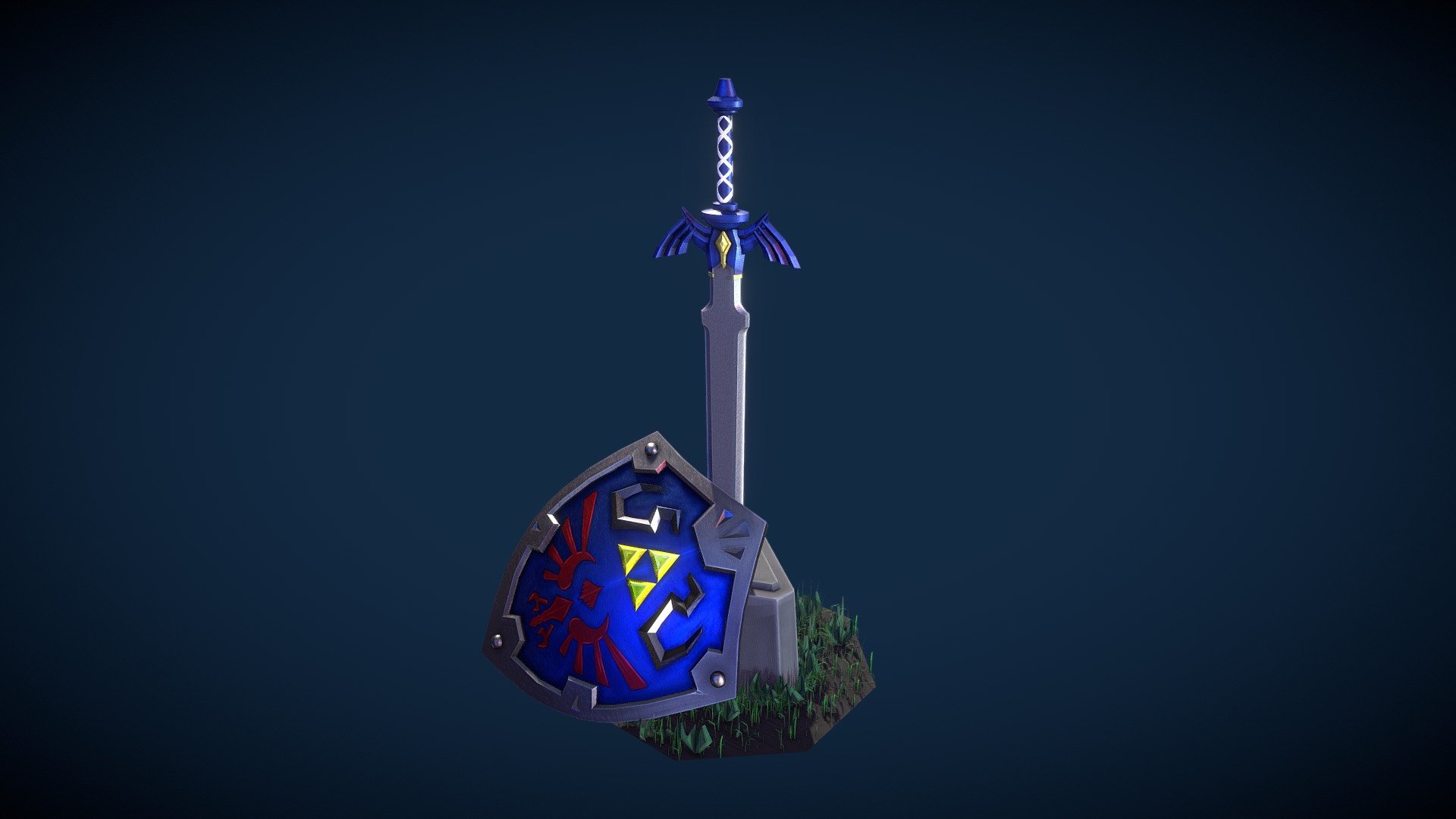 Master sword and Hylian shield - 3D model by ZoggerDev (@Zogger.dev ...
