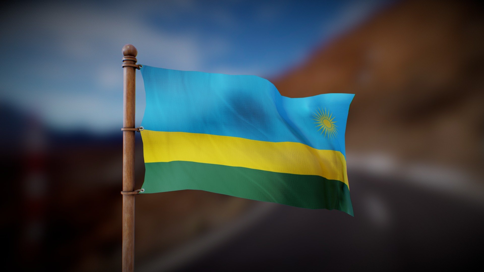 Flag of Rwanda - Wind Animated Loop - Buy Royalty Free 3D model by ...