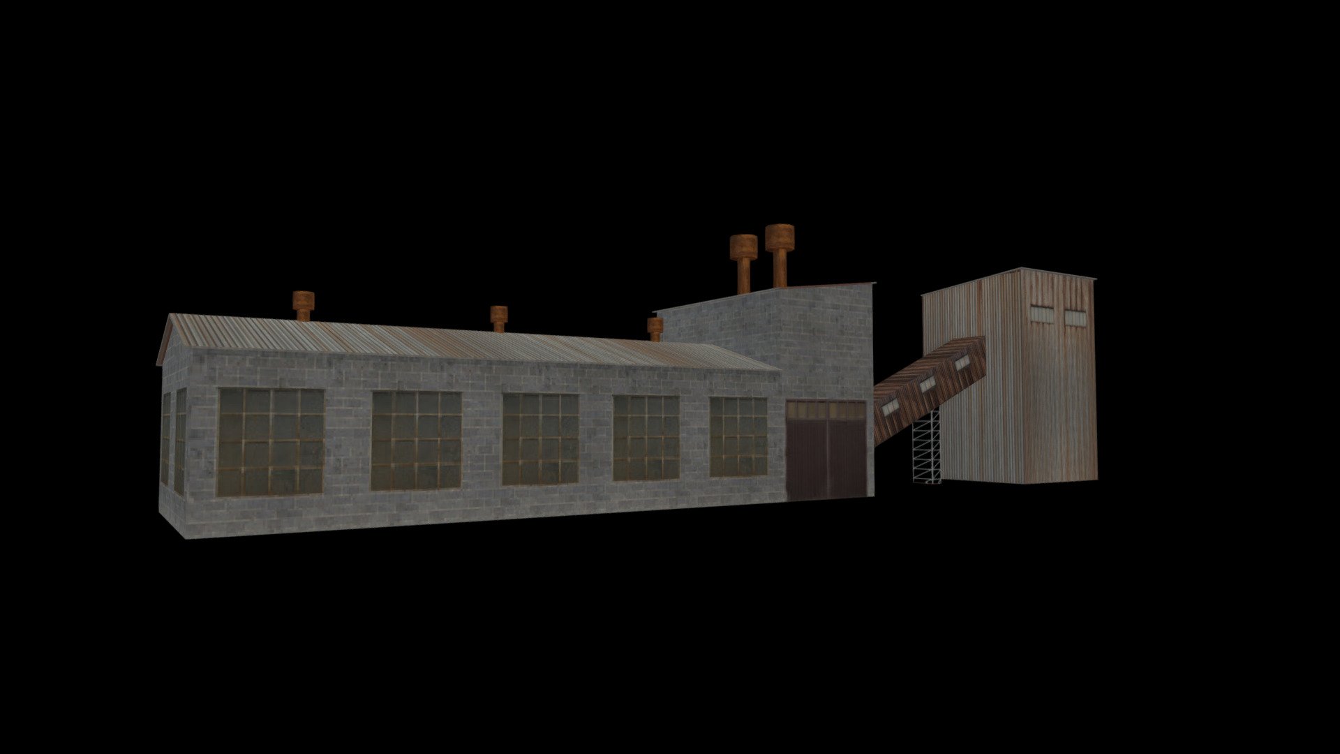 ps1 style factory building - Download Free 3D model by Burnedout ...