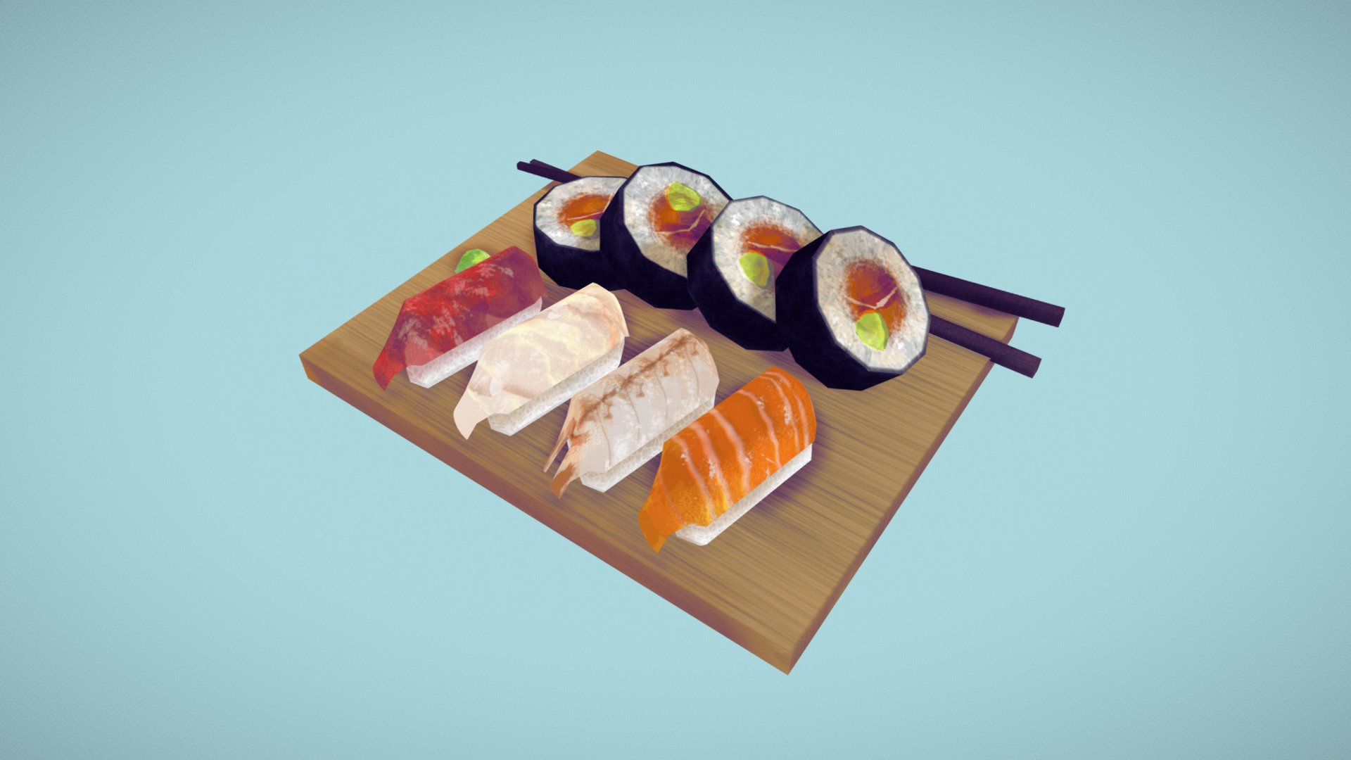 Handpainted platter of sushi - 3D model by laureathenaelle [071378a ...