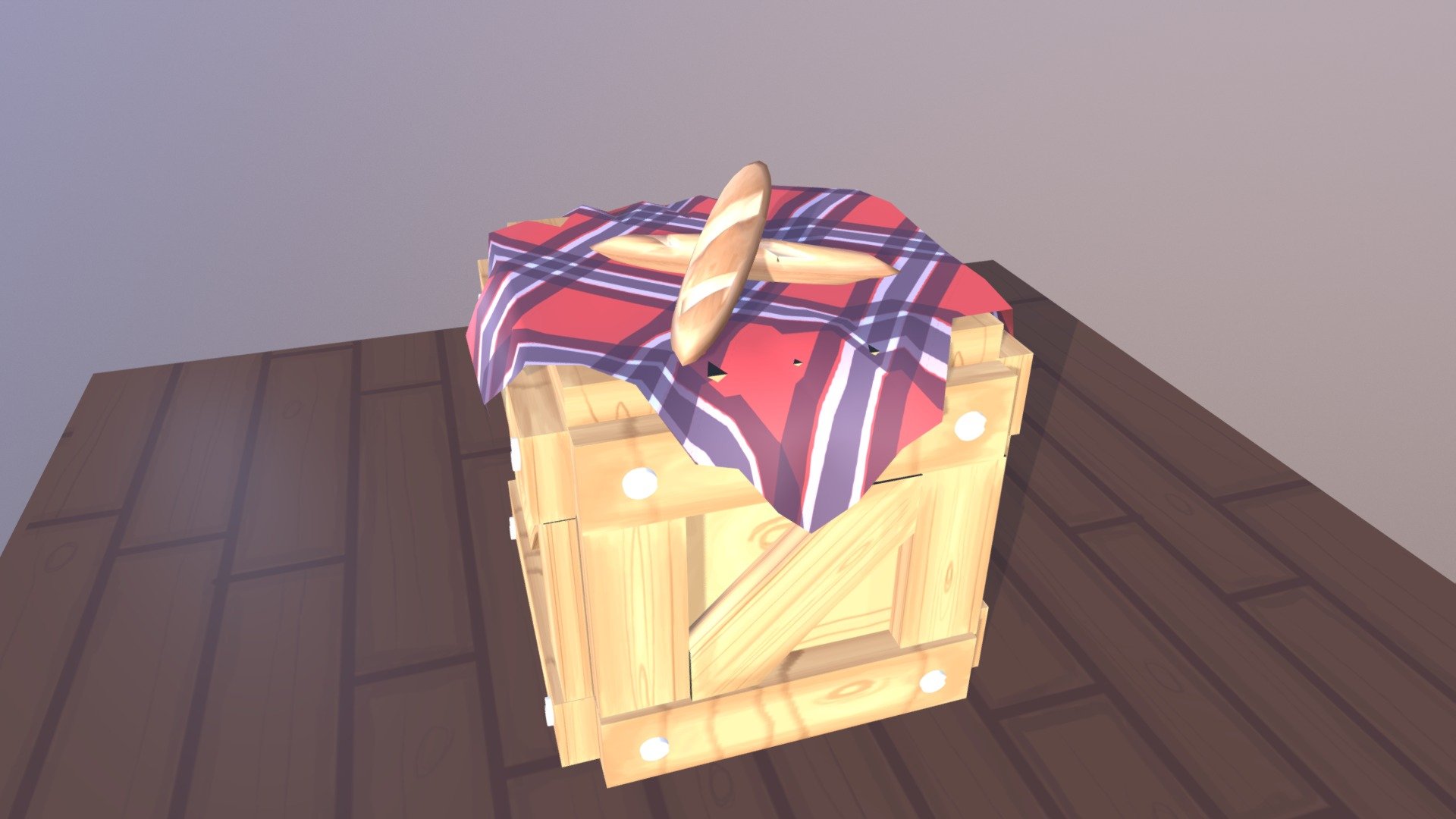 Wooden box, and baguettes - 3D model by ElinaGrouse [0714304] - Sketchfab