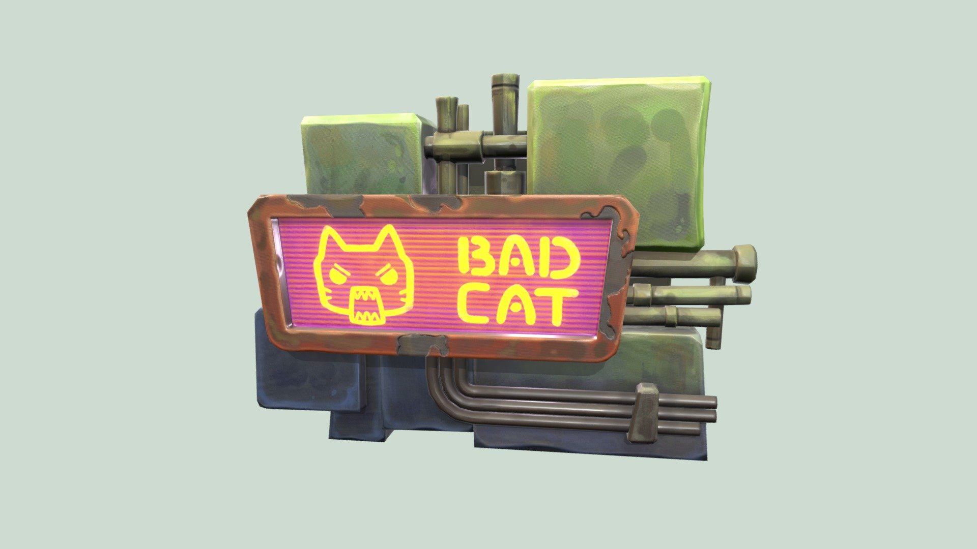 Signboard «BAD CAT» - 3D model by Olga_Gavrikova [07310a9] - Sketchfab