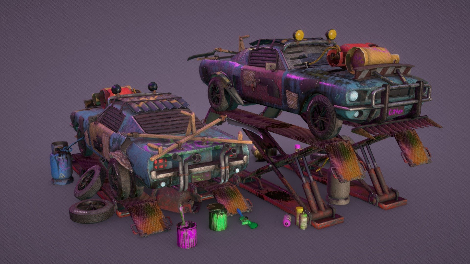 Post-apocalyptic Cars "Cutter" - Buy Royalty Free 3D model by halenpet ...