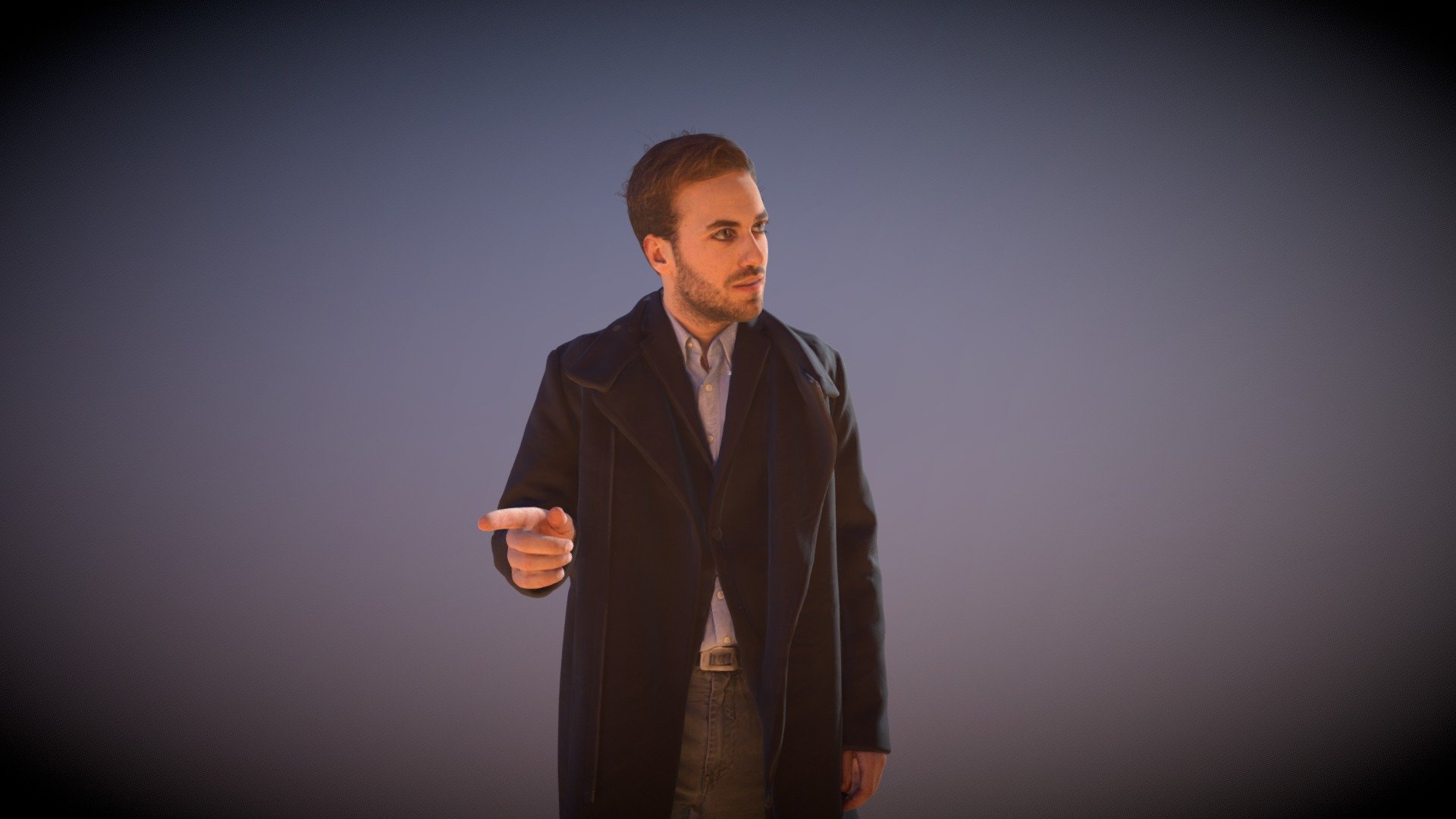 Elegant Business Man Flow Standing Pointing - Buy Royalty Free 3D model ...