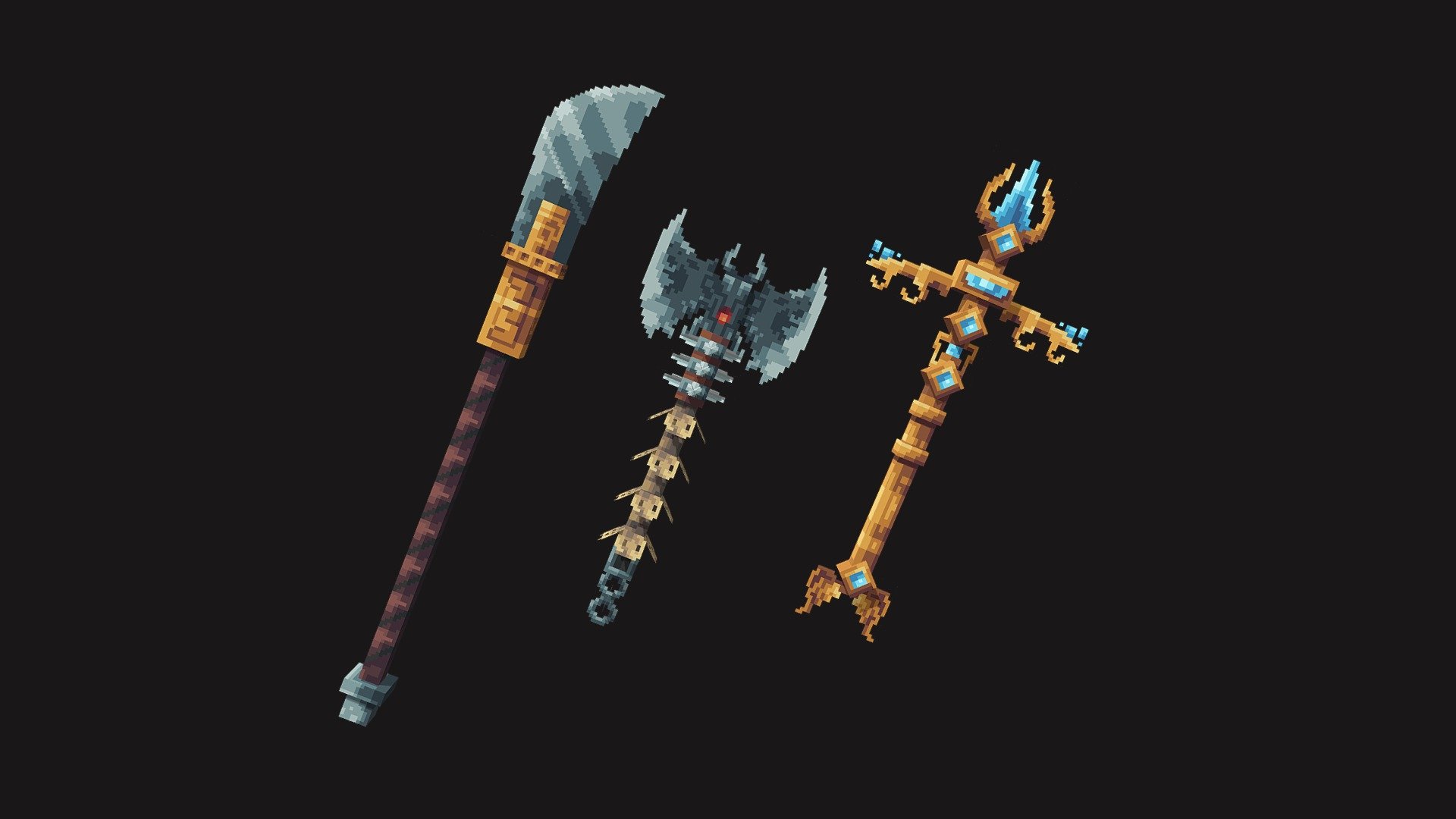 Glave, axe and pickaxe - 3D model by Queue (@blockbenchqueue) [0767ed7 ...