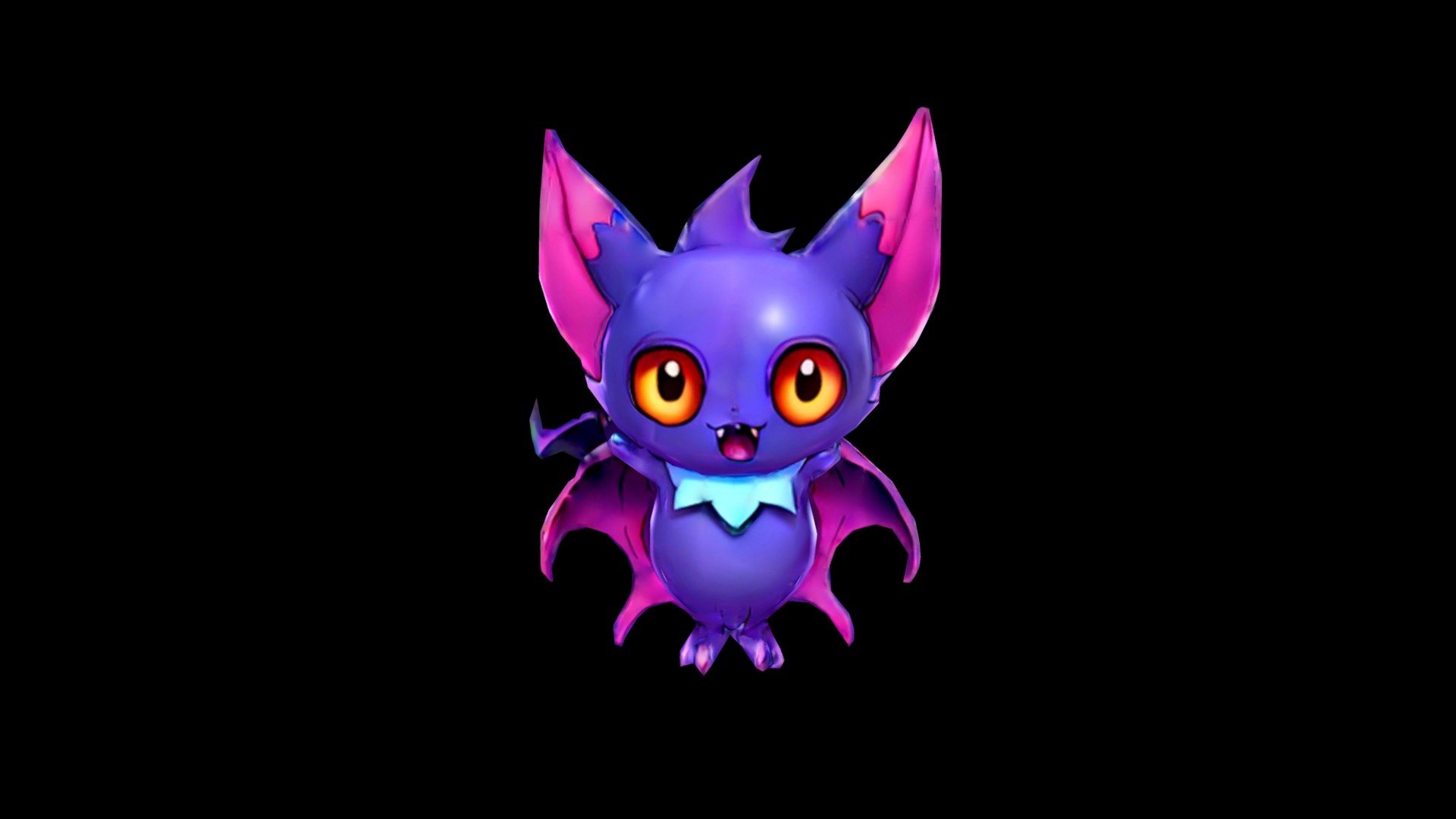 An endearing purple bat-like creature, with vibr - Download Free 3D ...
