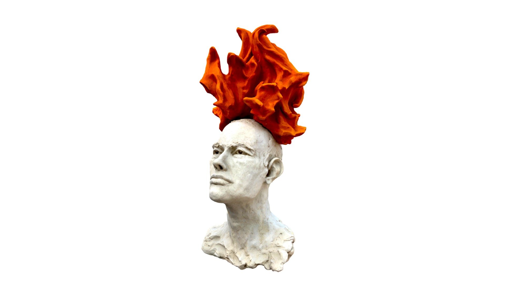 Man’s Head with Flame - 3D model by Bob Clyatt Sculpture (@bobclyatt ...