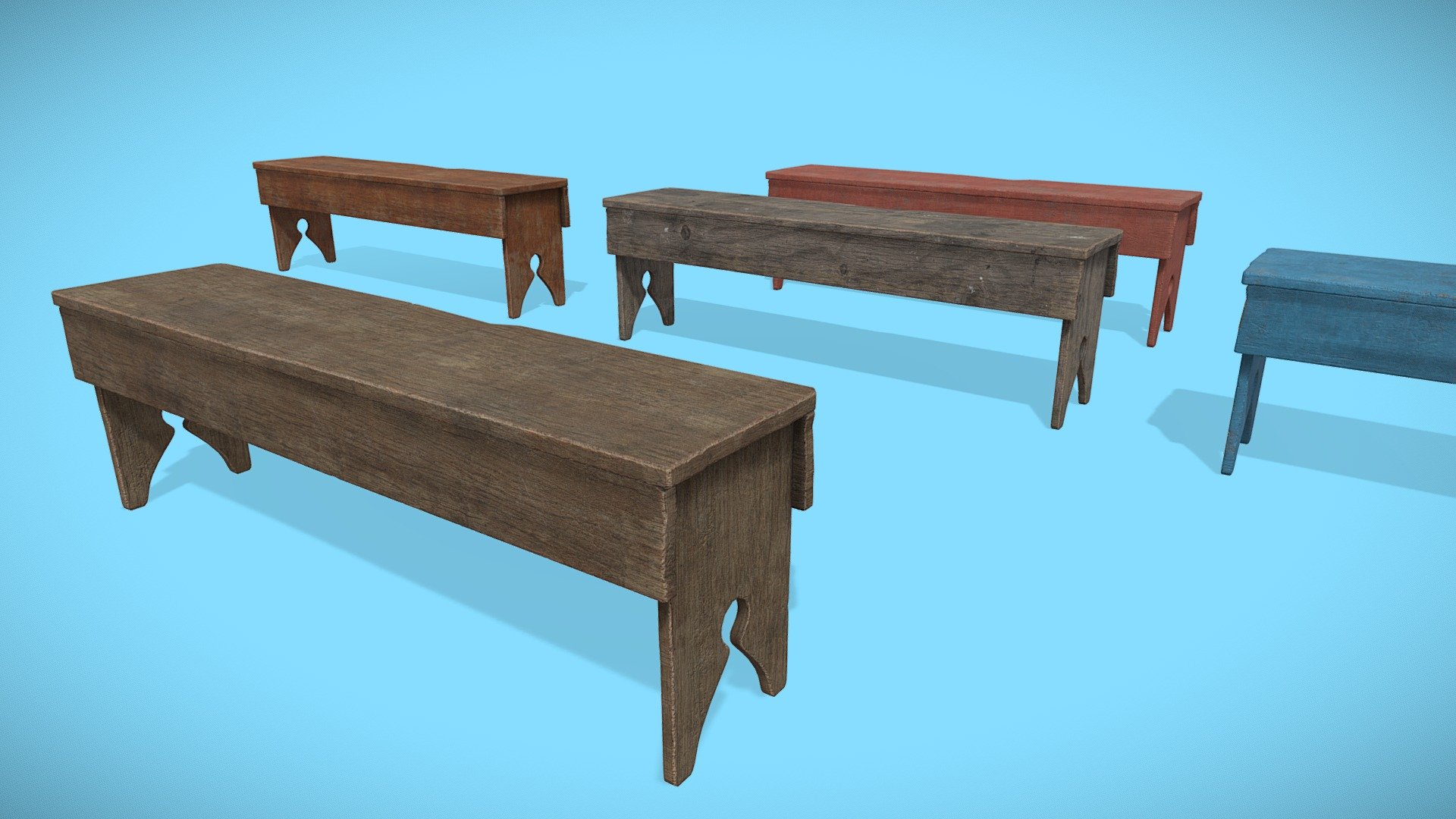 1800s Simple Wooden Benches - Download Free 3D model by Mad_Lobster ...