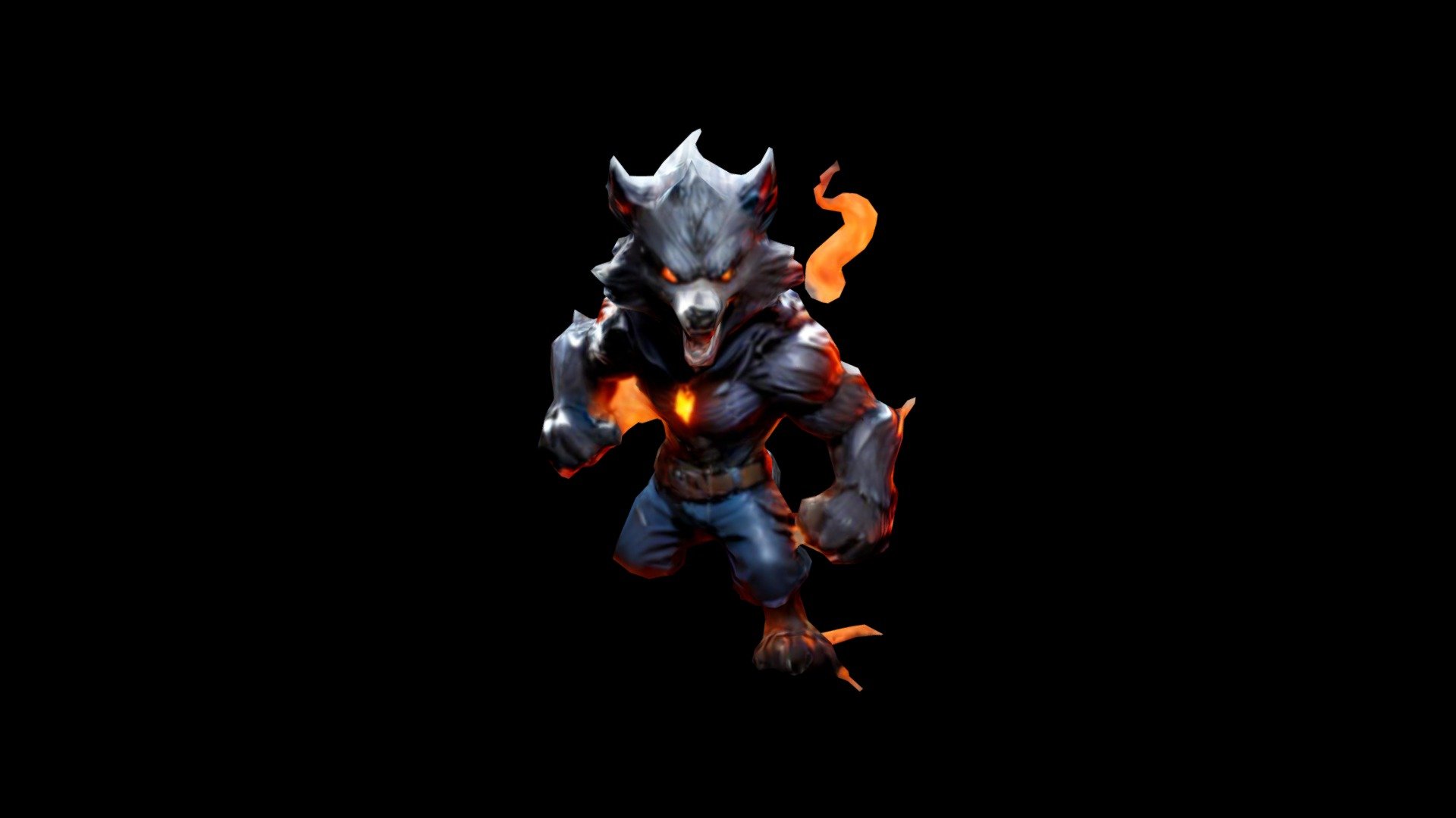 Lycan (werewolf) character with fiery flames and - Download Free 3D ...