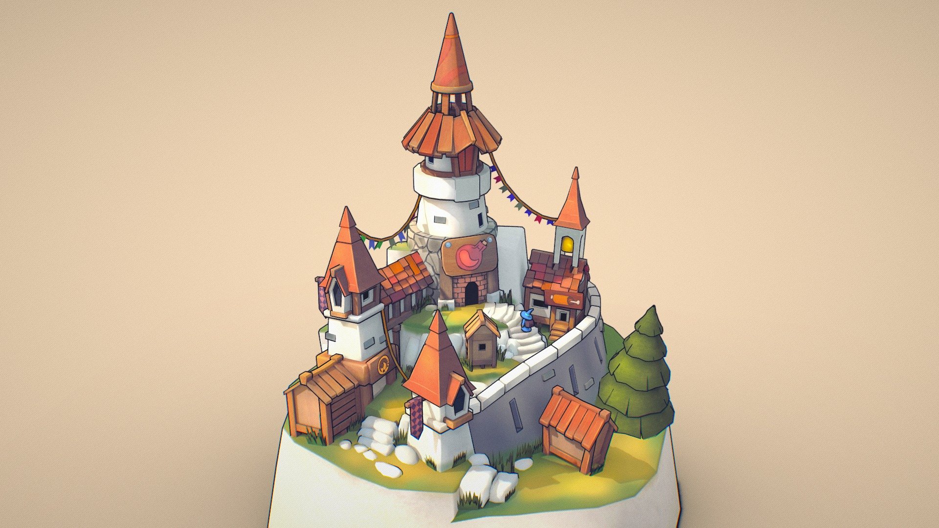 Small Town and Little Wizard - 3D model by Evgeniy Valevach ...