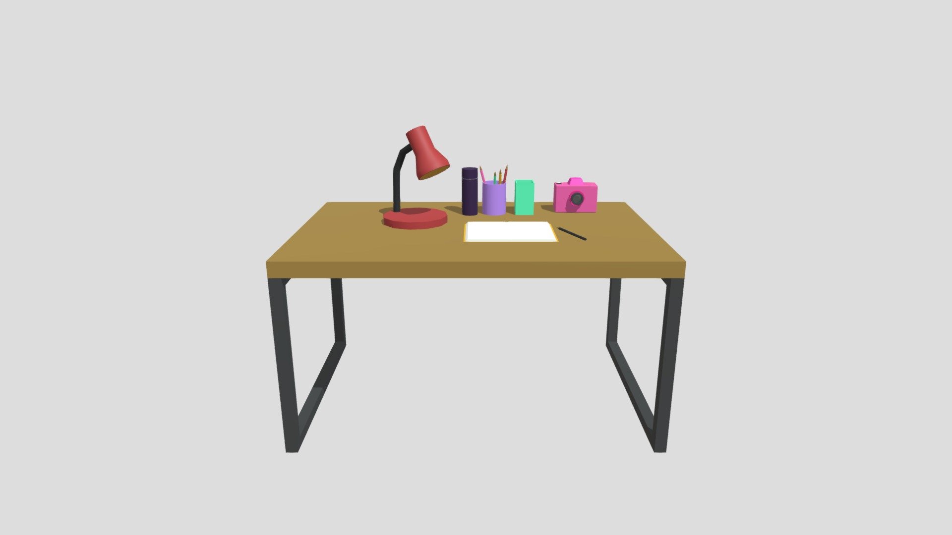 Study Table Set - Download Free 3D model by FlippedStudio (@harum ...