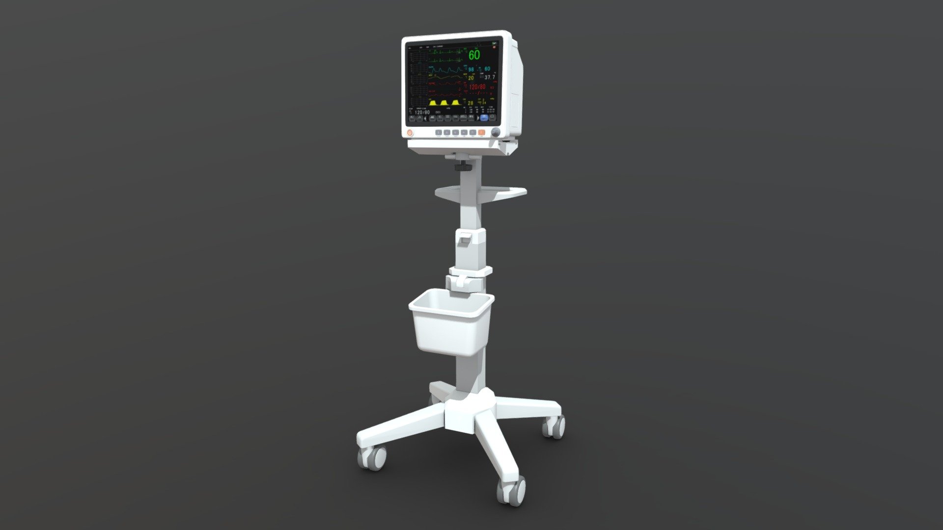Patient Monitor Roll Stand - Buy Royalty Free 3D model by ChakkitPP ...