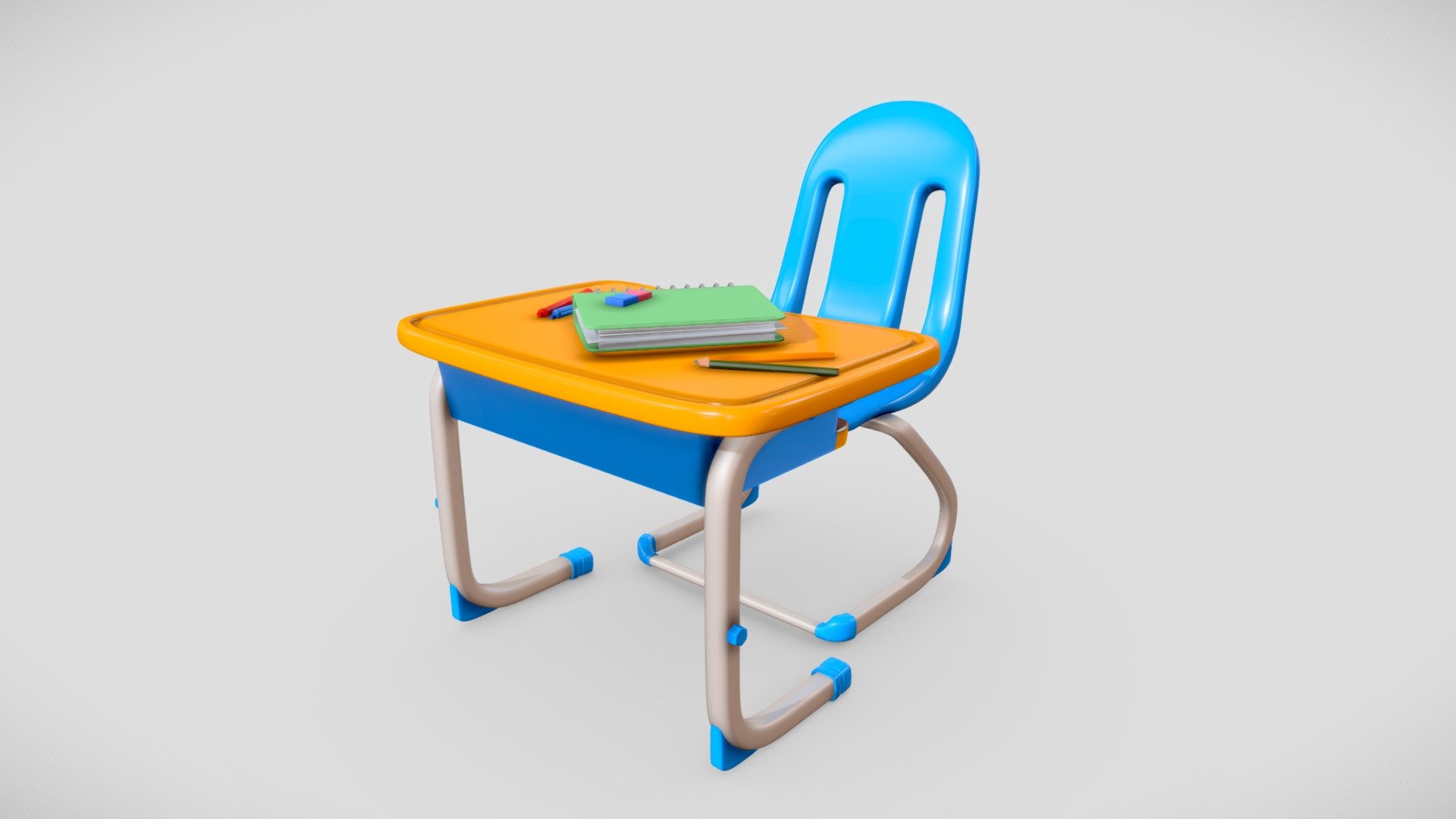 Cartoon Kid School Desk - Buy Royalty Free 3D model by EVERMORE3D ...