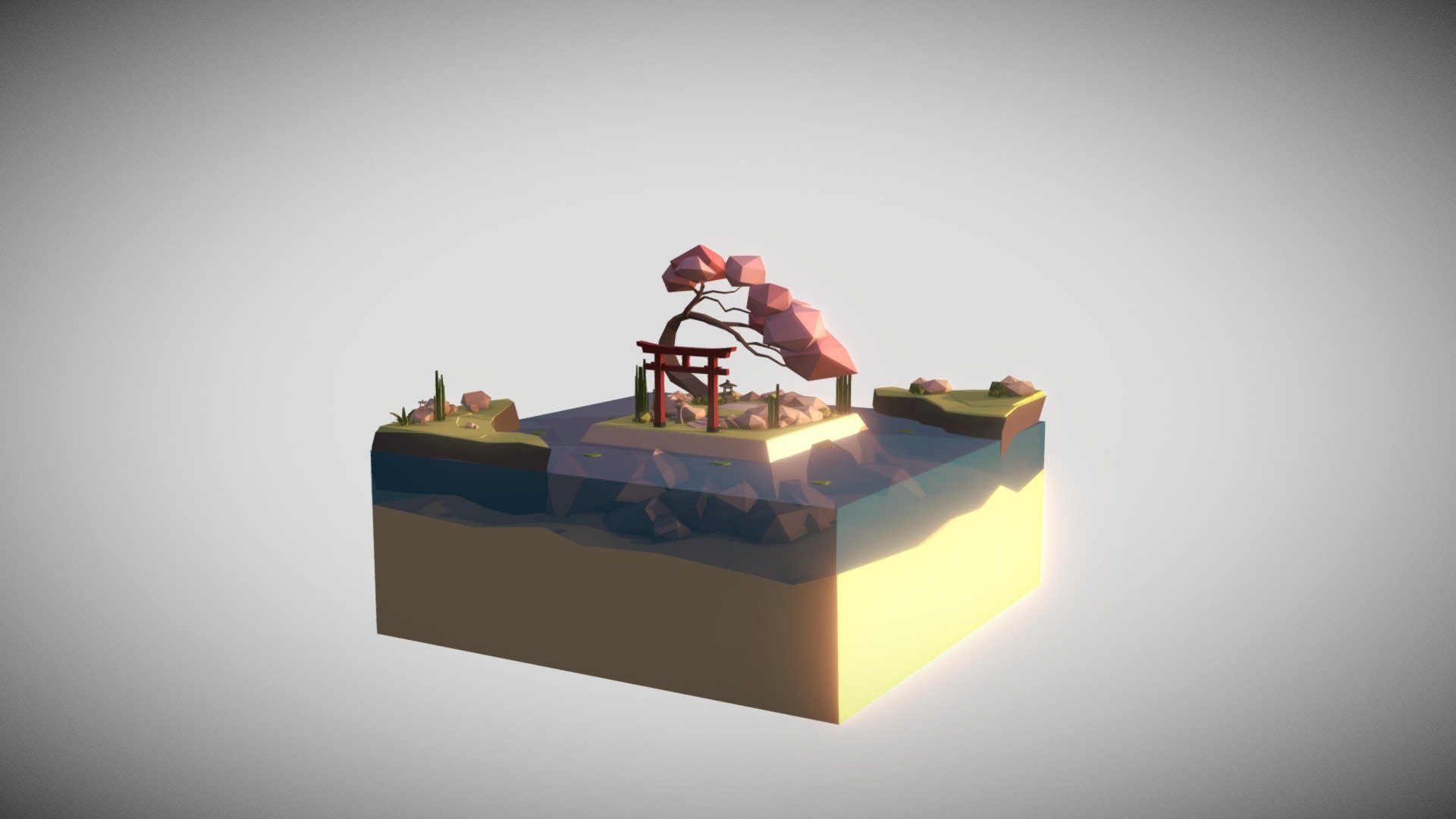 Low Poly Japanese Meditation Diorama - 3D model by phillsol [07b6e50 ...