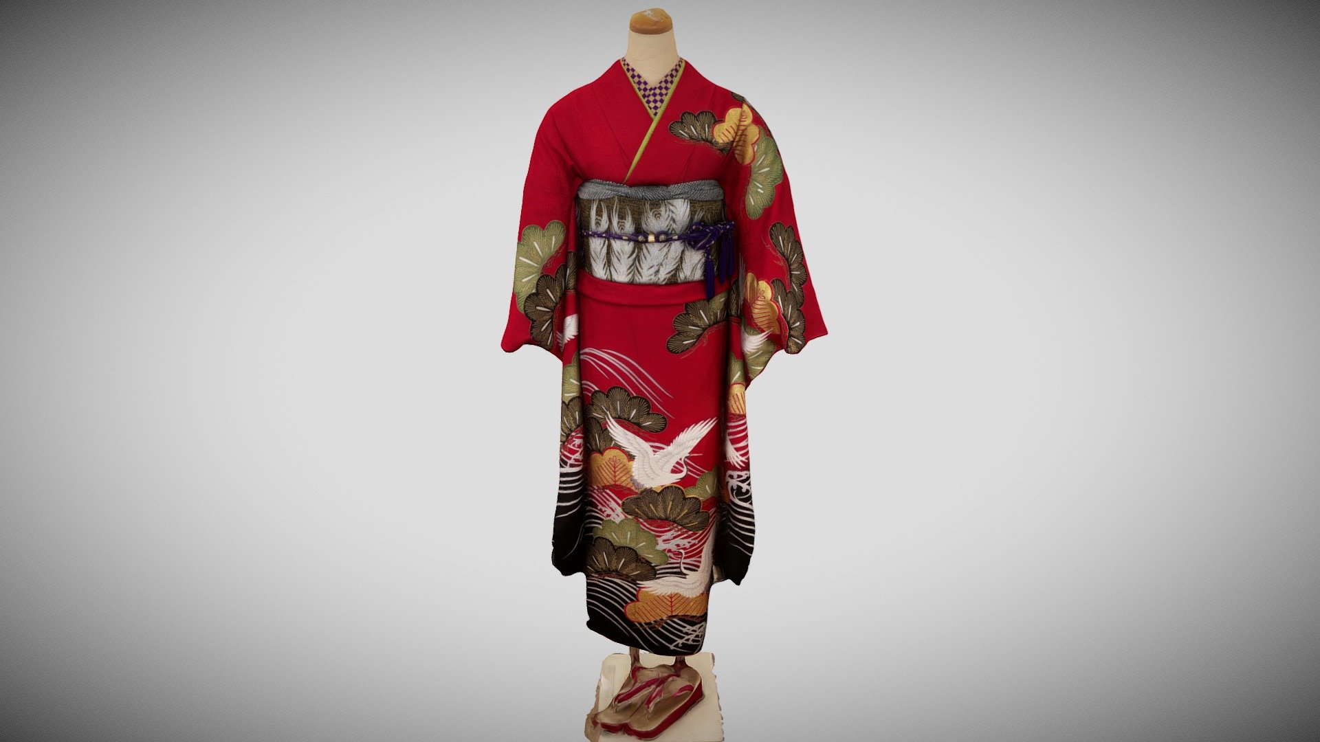 Furisode red with birds - 3D model by Koto3D Stephane Vogley (@sayavog ...