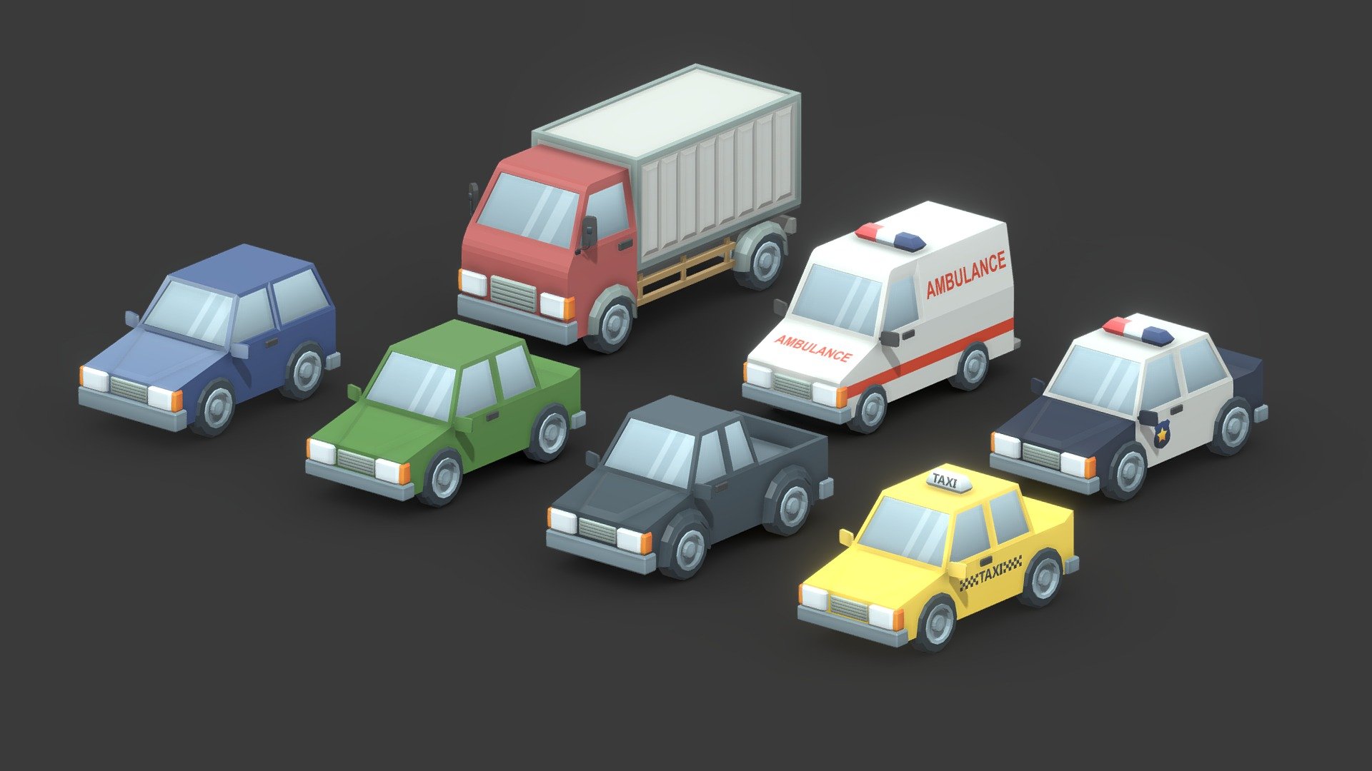 Cartoon Low Poly Car Pack - Buy Royalty Free 3D model by Minimoku ...