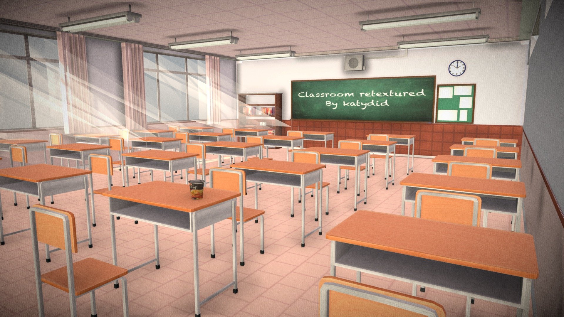 Anime classroom retextured - Download Free 3D model by Katydid ...