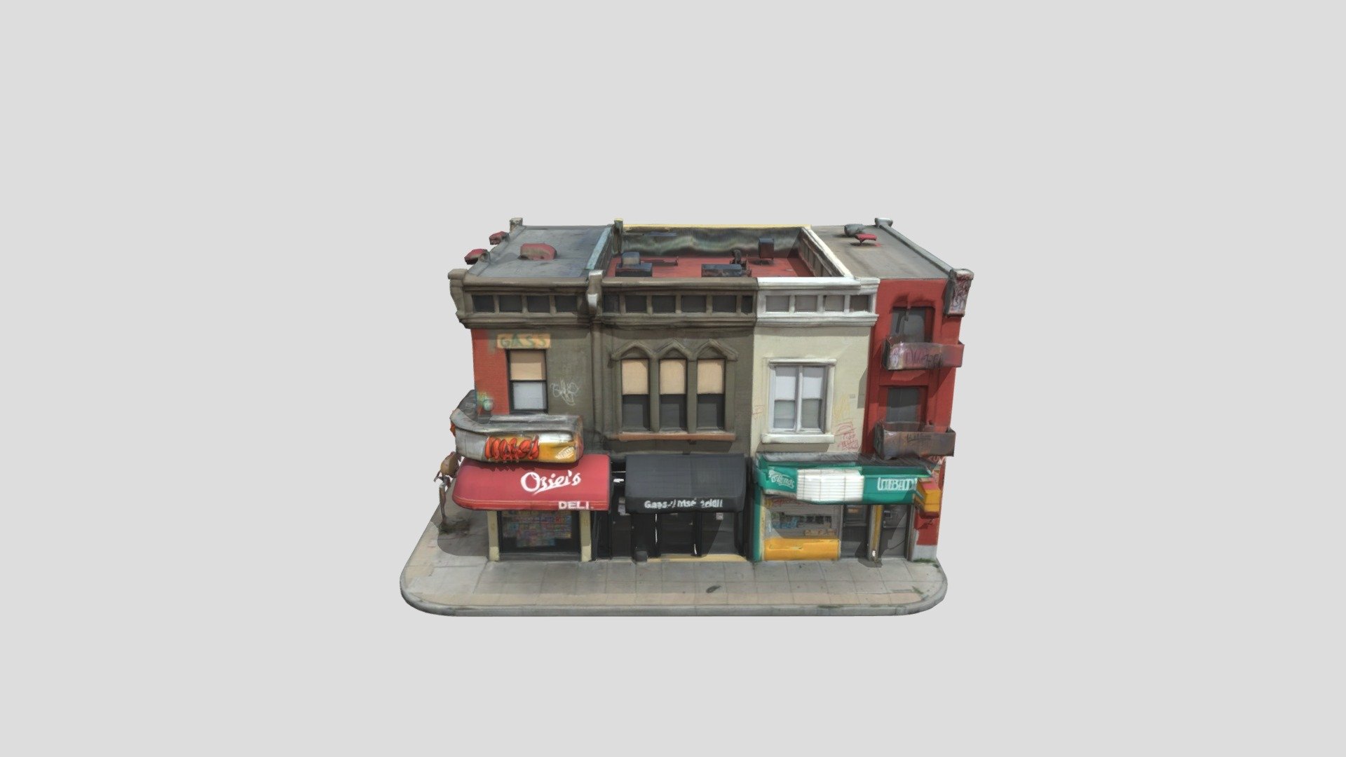 One graffiti worn urban building - 3D model by UNITYGOD ...