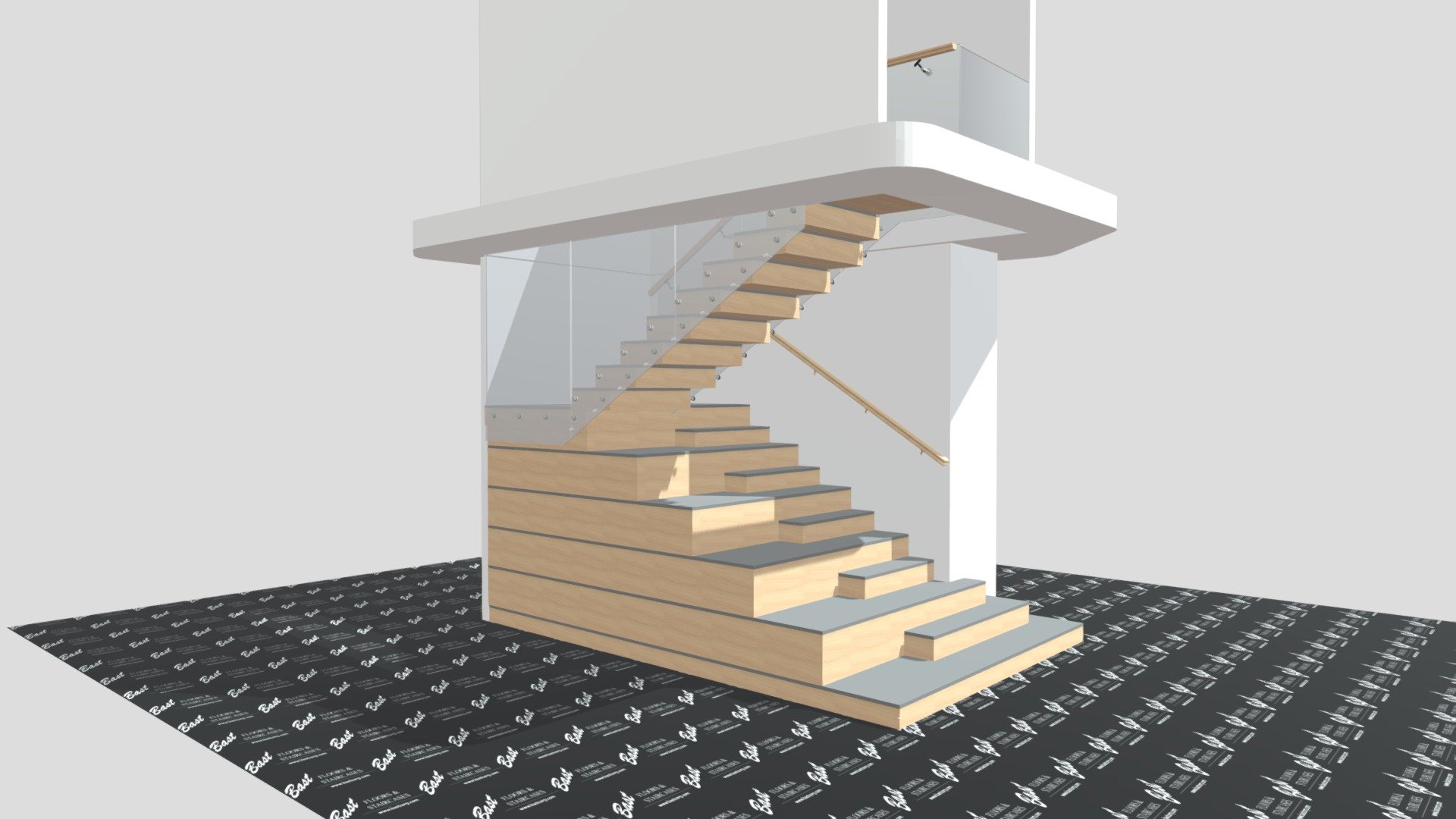 Unique box tread stair design - 3D model by Bast floors and staircases ...